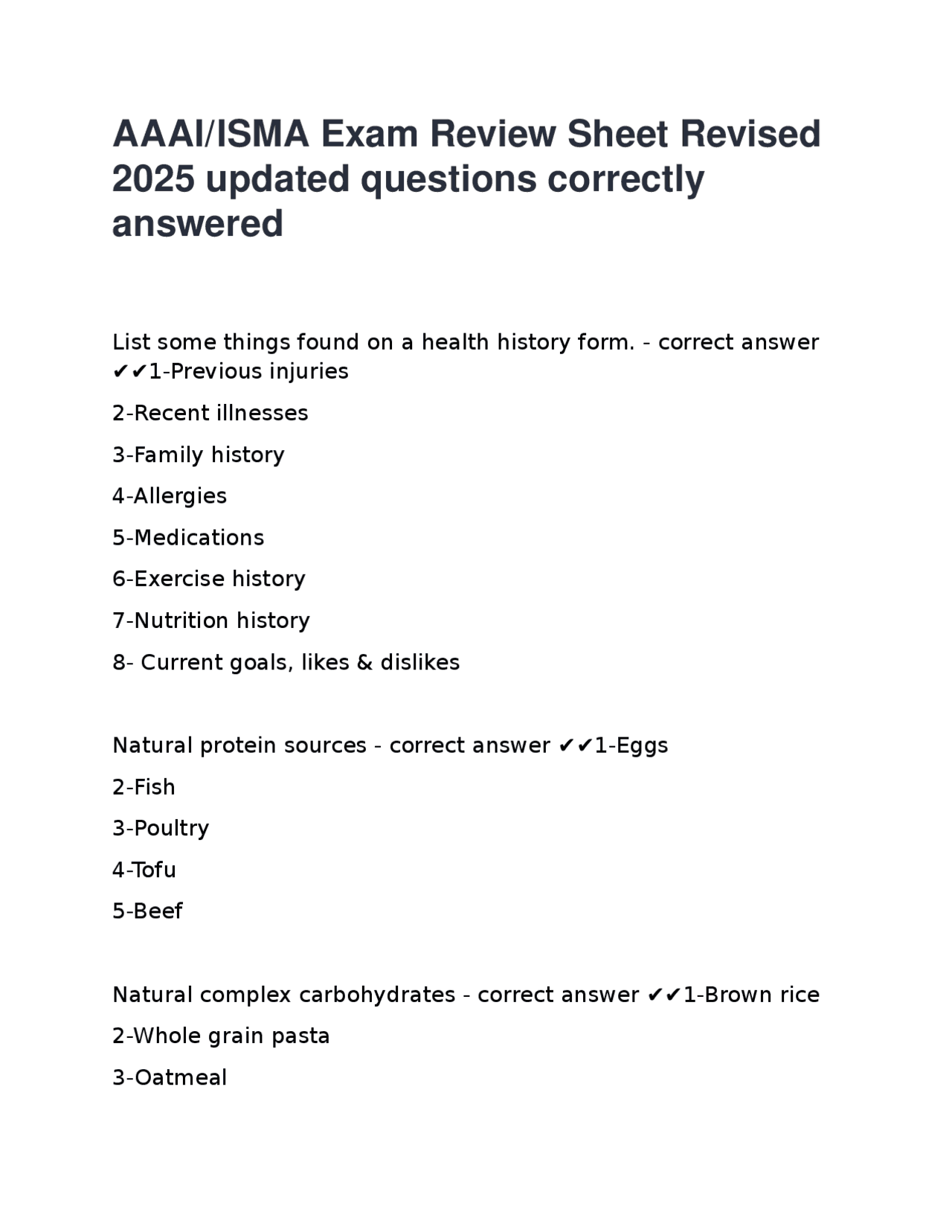 AAAI/ISMA Exam Review Sheet Revised 2025 updated questions correctly ...