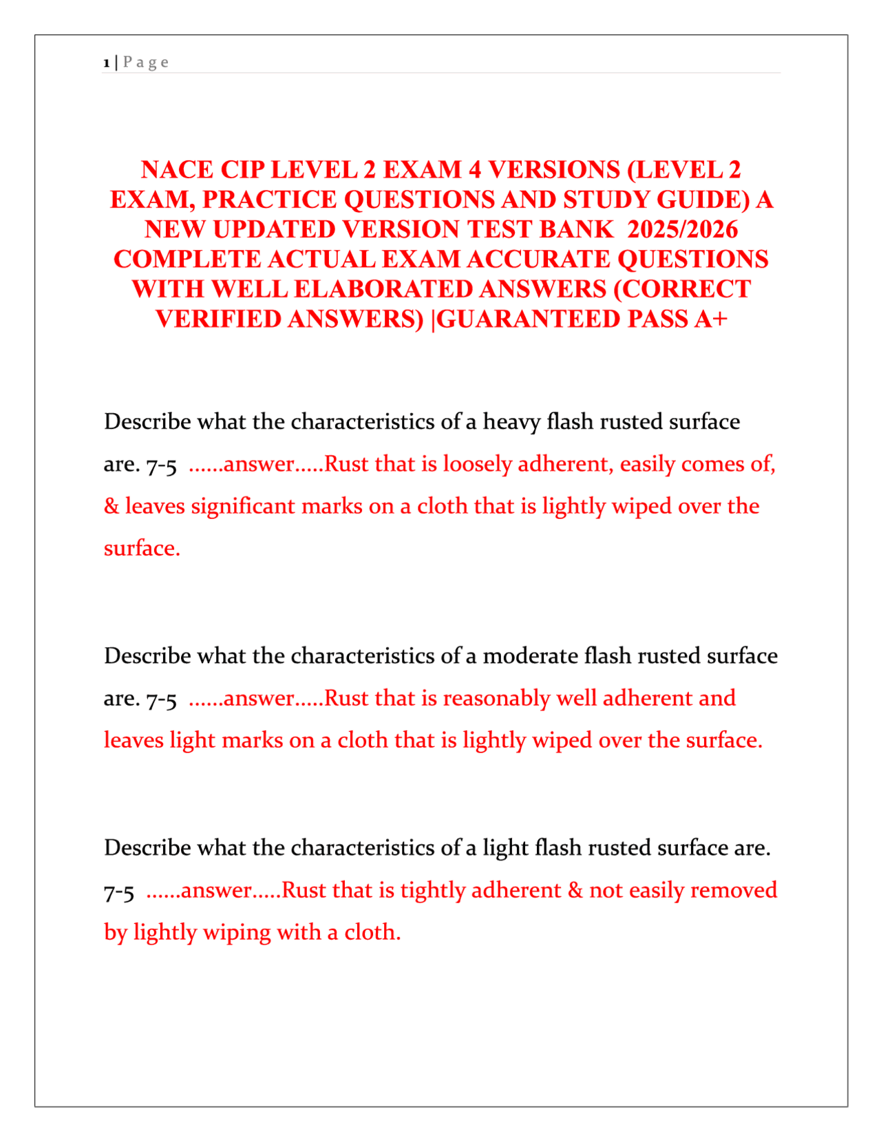 NACE CIP Level 2 Exam Study Guide 2025/2026: Practice Questions, Expert ...