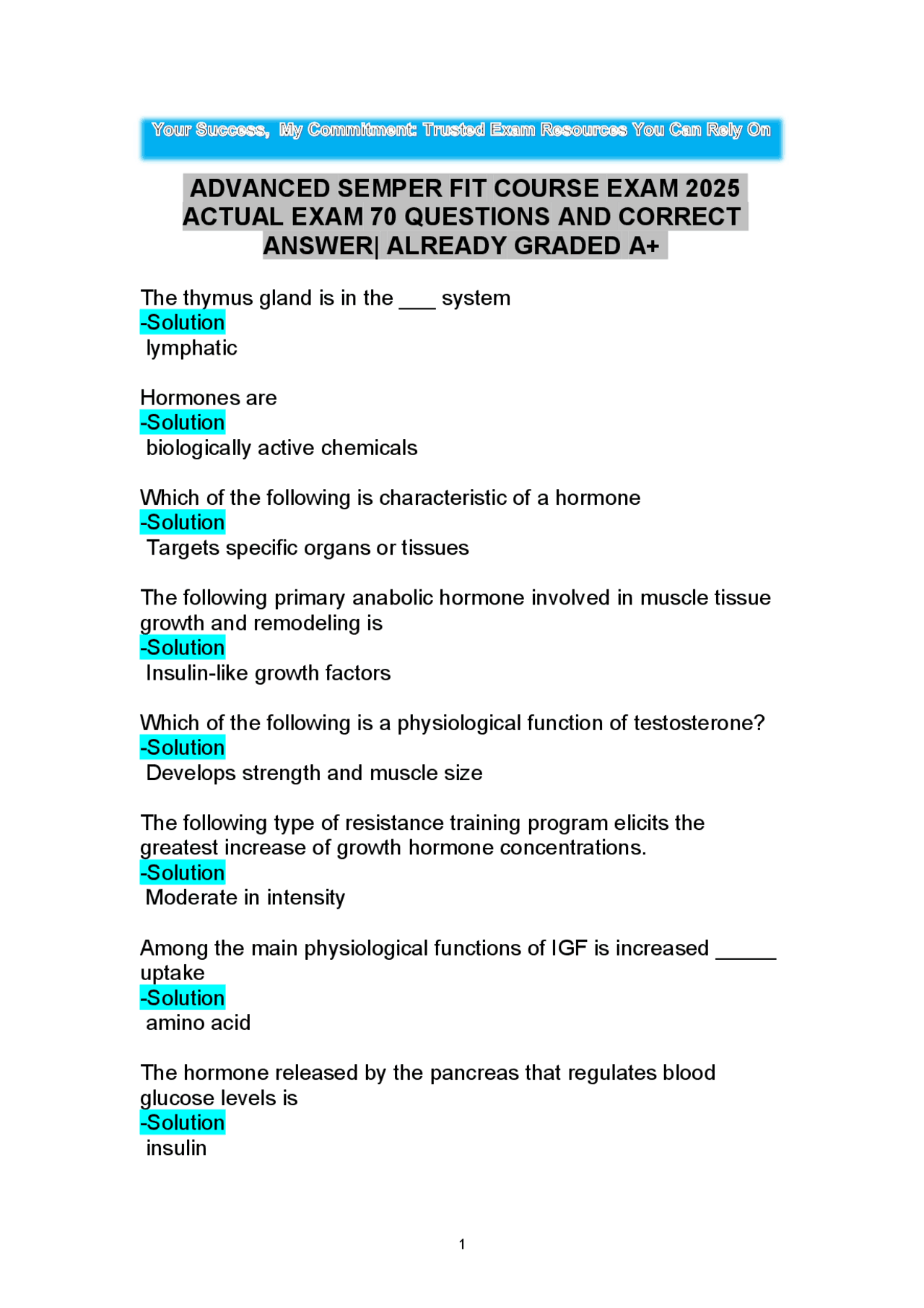 ADVANCED SEMPER FIT COURSE EXAM 2025 ACTUAL EXAM | Exams Socialization ...