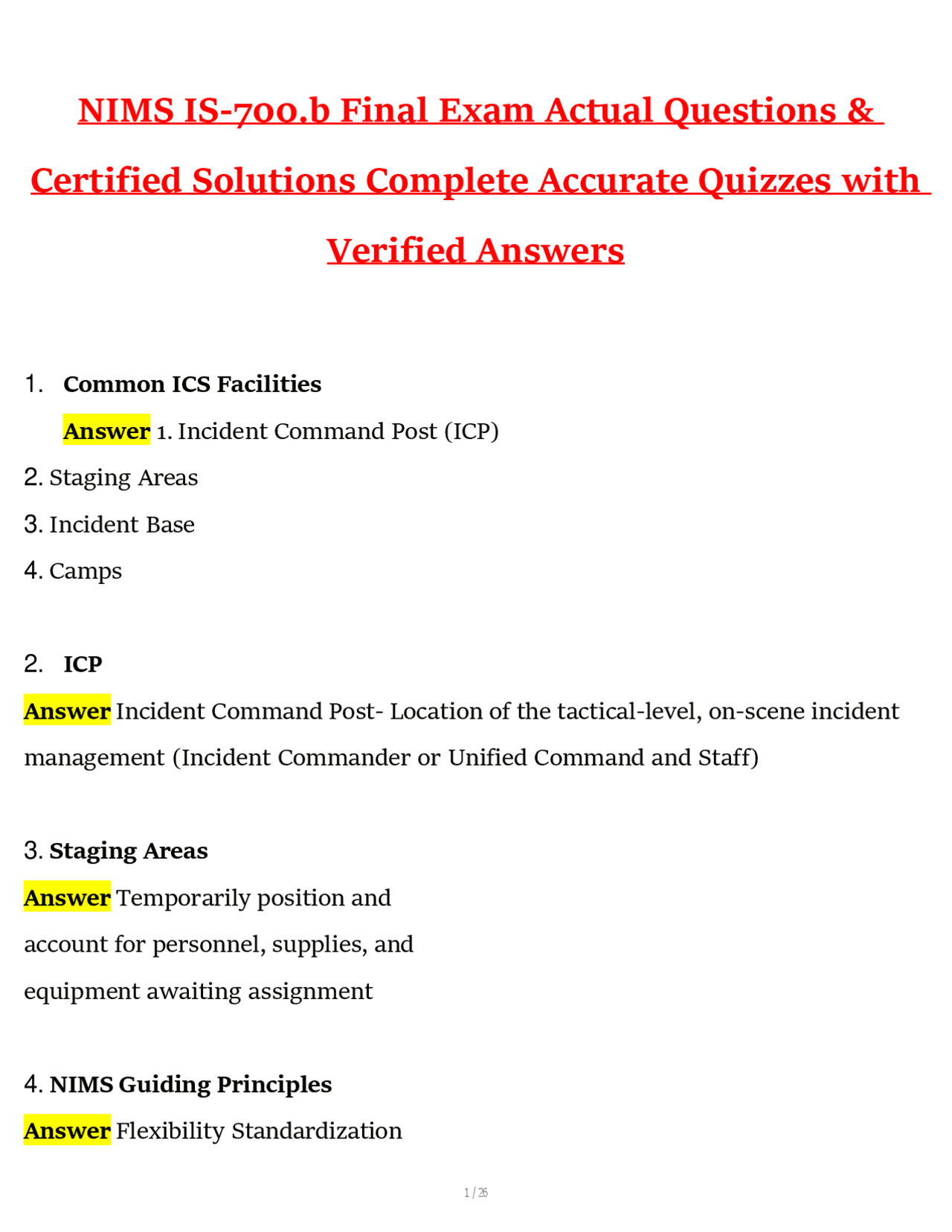 NIMS IS-700.b Final Exam (Latest 2025 / 2026 Update) Questions ...
