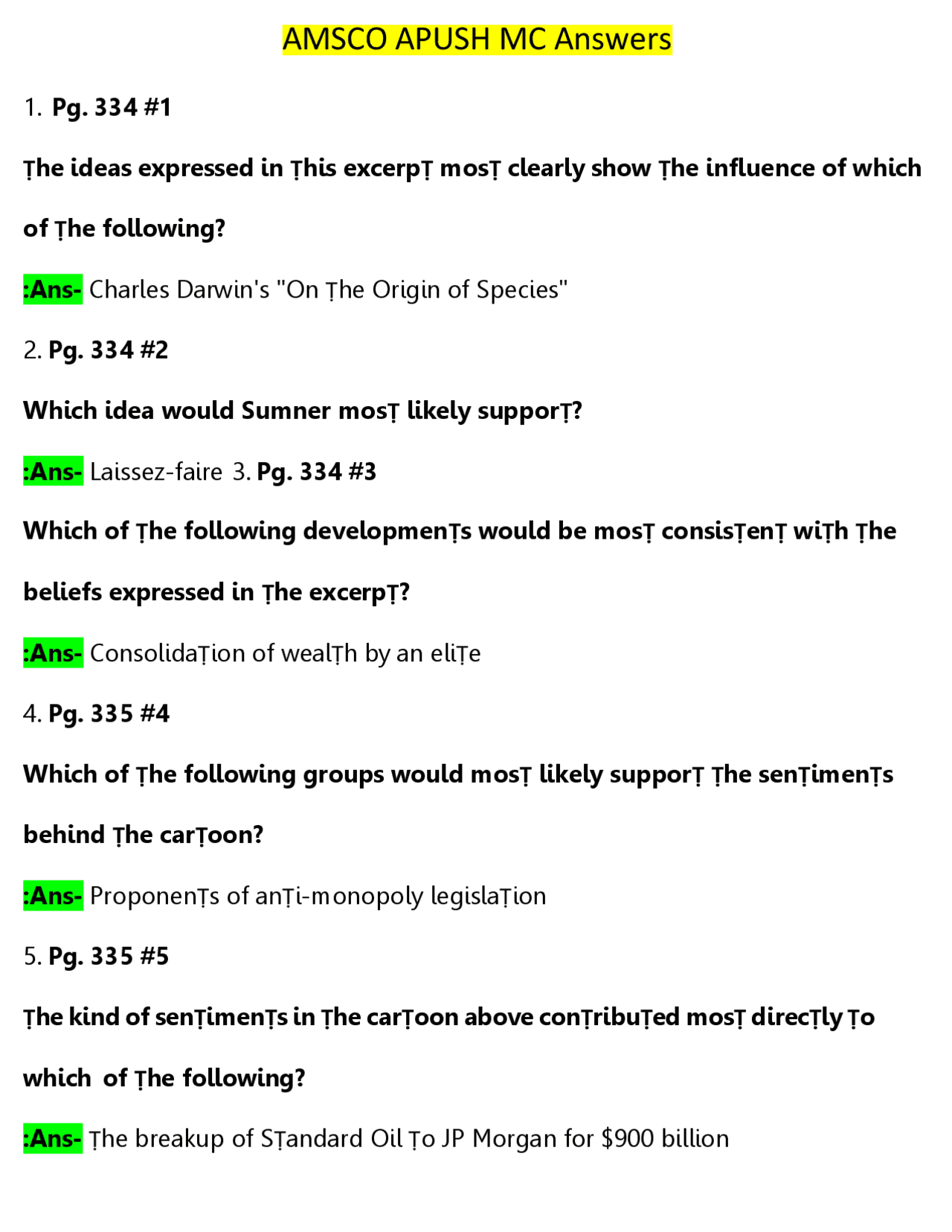 APUSH AMSCO PRACTICE EXAM 2025 2026 COMPREHENSIVE QUESTIONS WITH ...