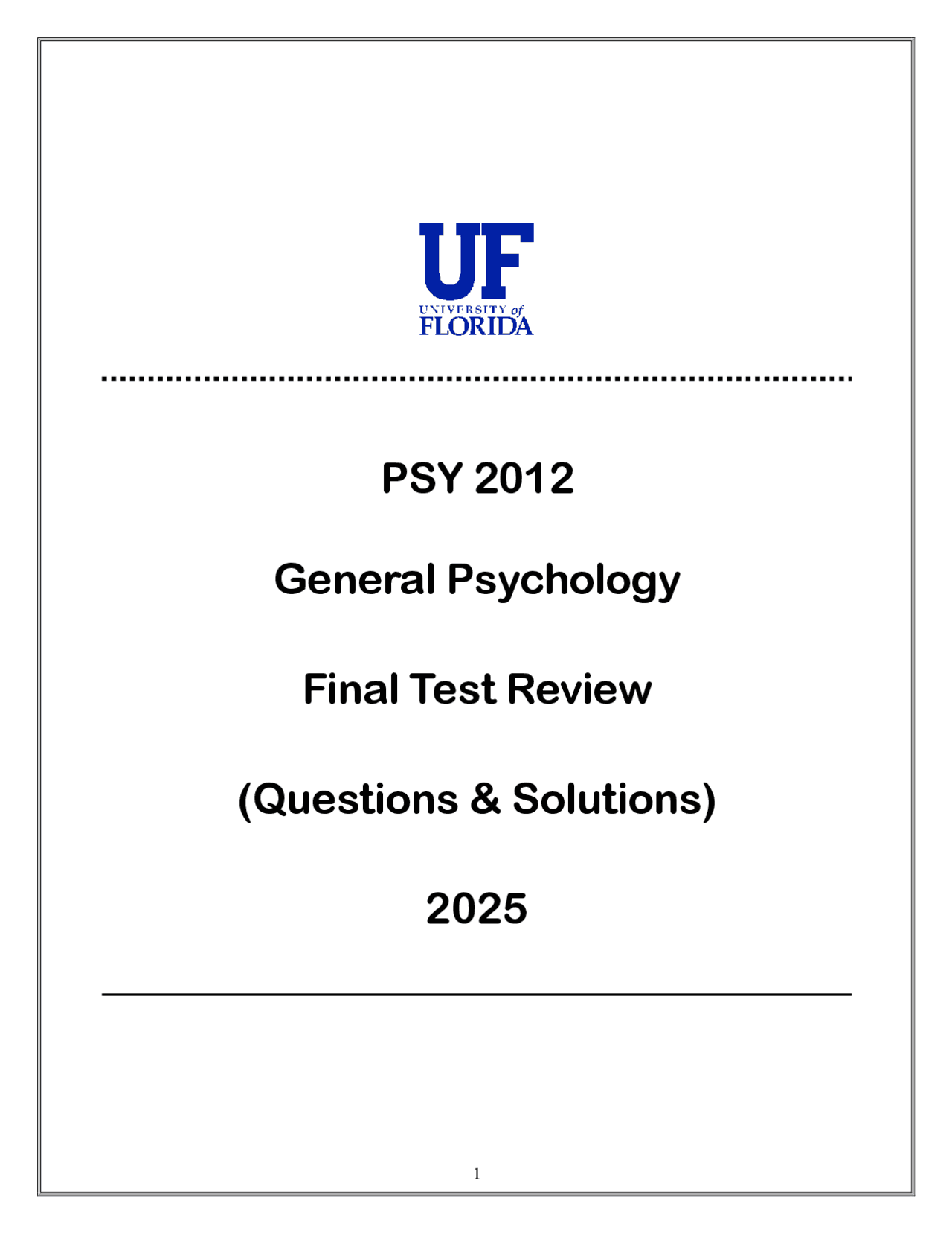 General Psychology Final Exam Review: Questions and Solutions | Exams ...