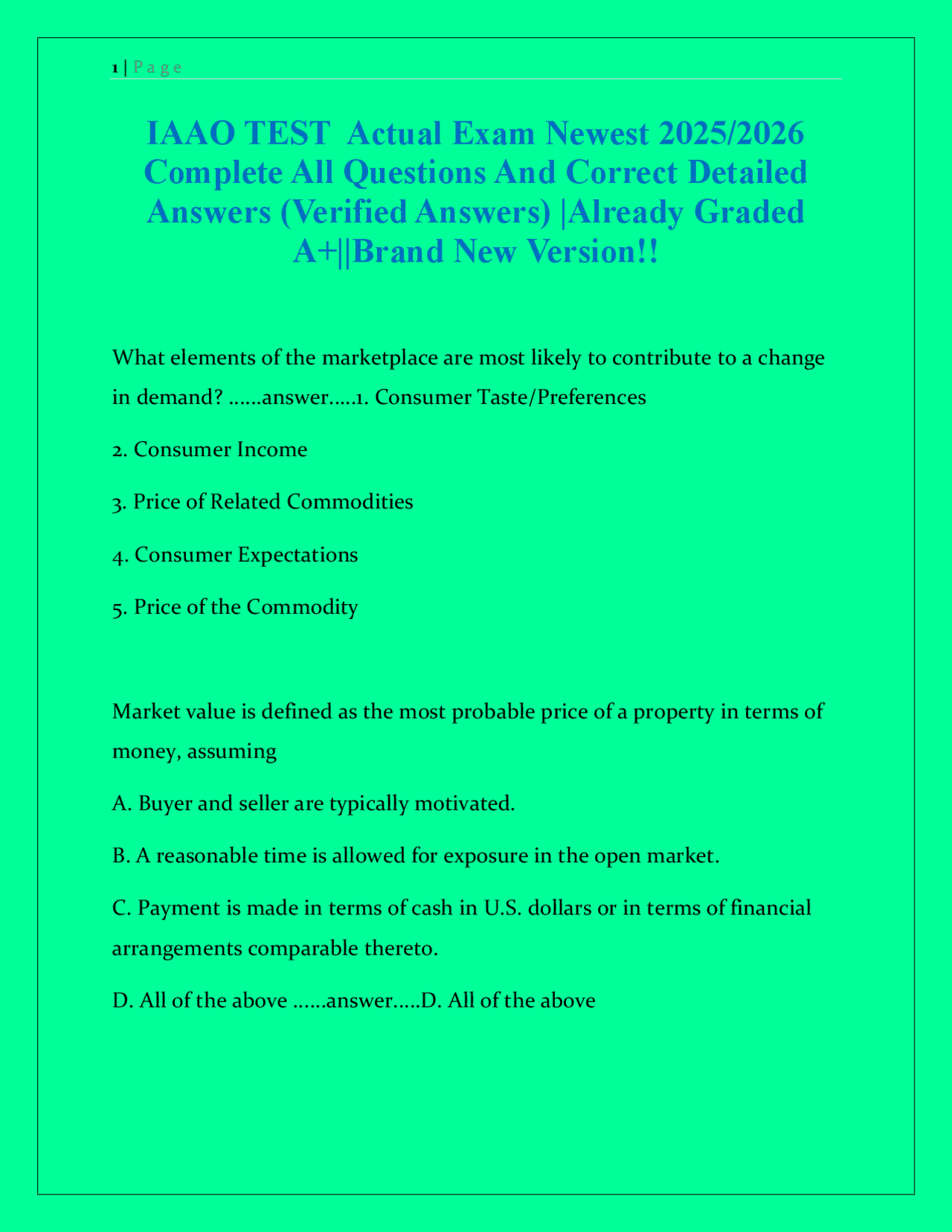 IAAO Test Actual Exam Guide 2025/2026 – Complete Questions & Verified ...