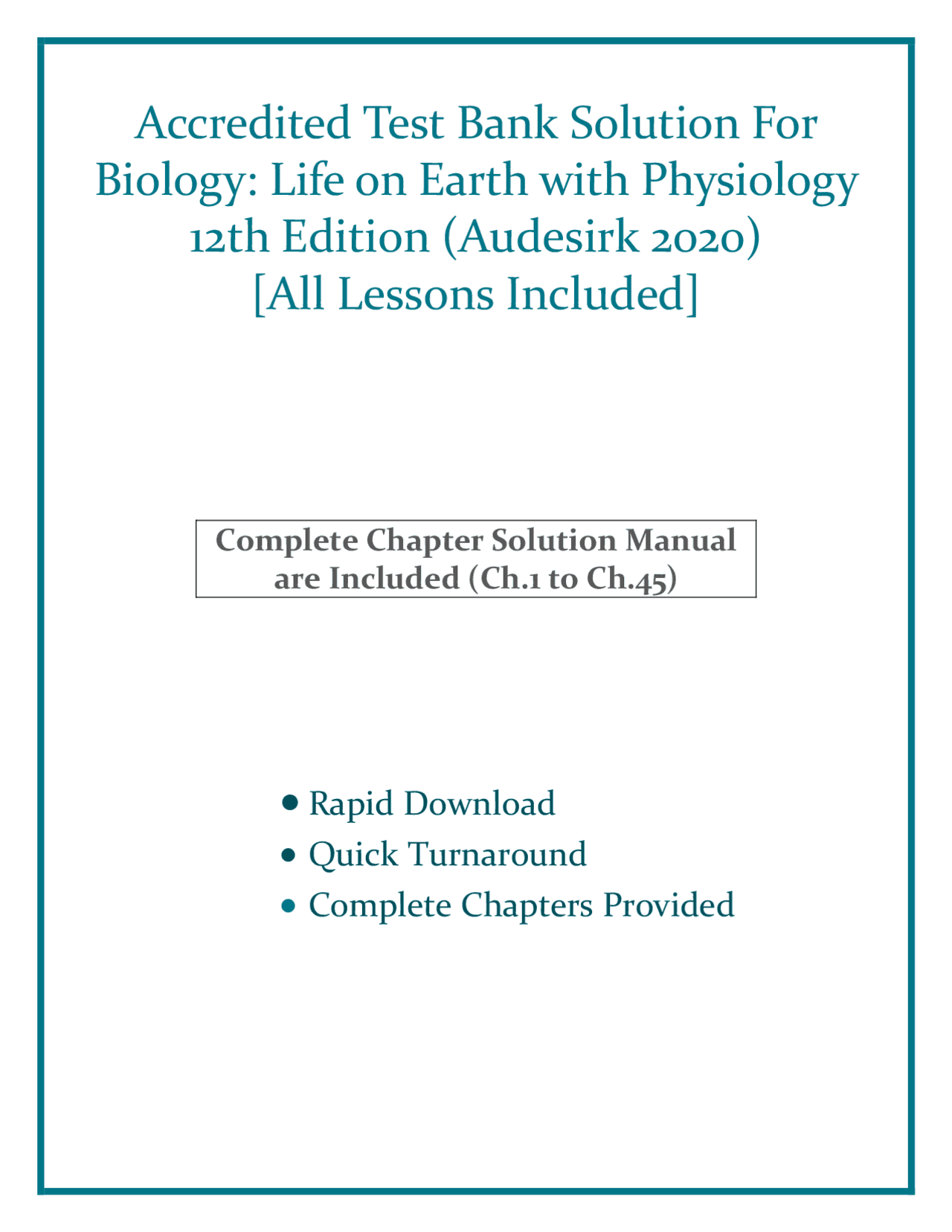 Accredited Test Bank Solution For Biology: Life on Earth with ...