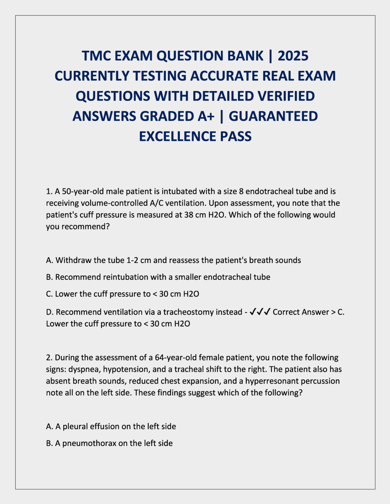 BUNDLE FOR TMC EXAM A,B,C,RRT & FINAL EXAM PREP 2025 2026 COMPLETE ...