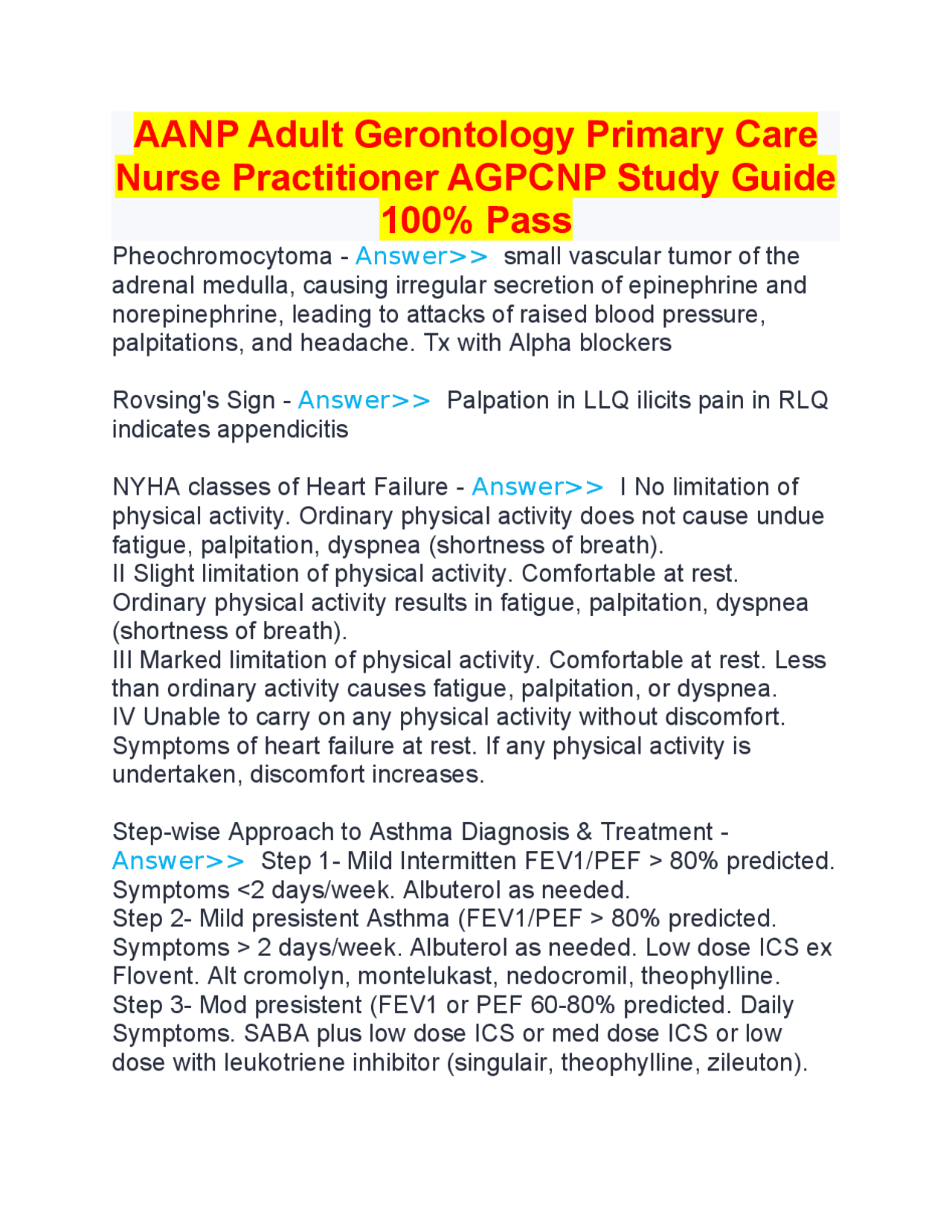 AANP Adult Gerontology Primary CareNurse Practitioner AGPCNP Study ...