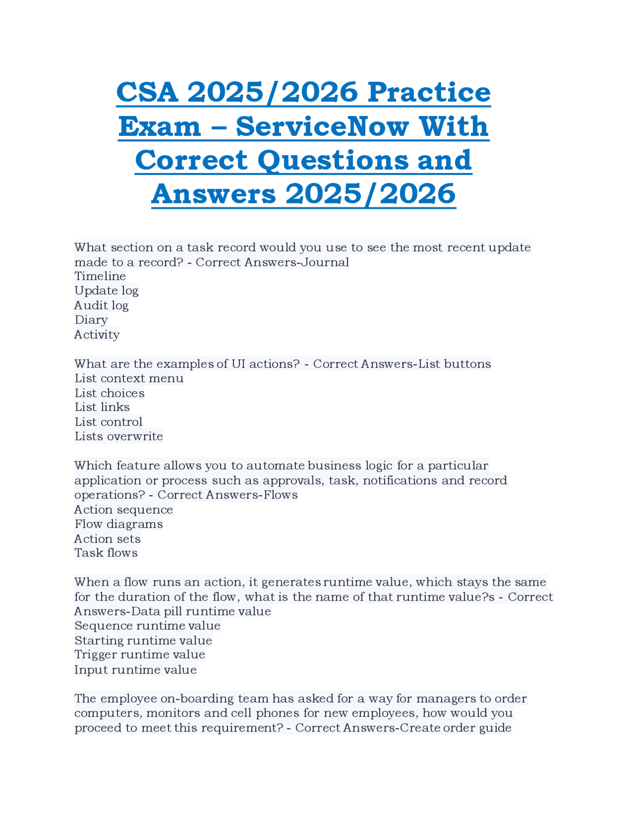 CSA 2025 – Updated Exam Preparation with Accurate Questions and Answers ...