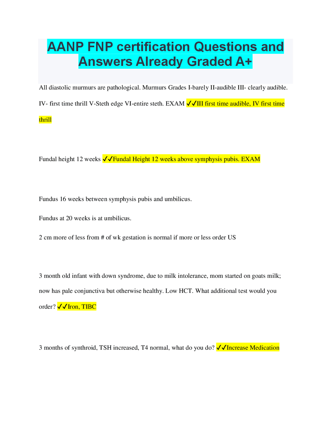 AANP FNP Certification Exam – Verified Questions & Answers (Graded A+ ...