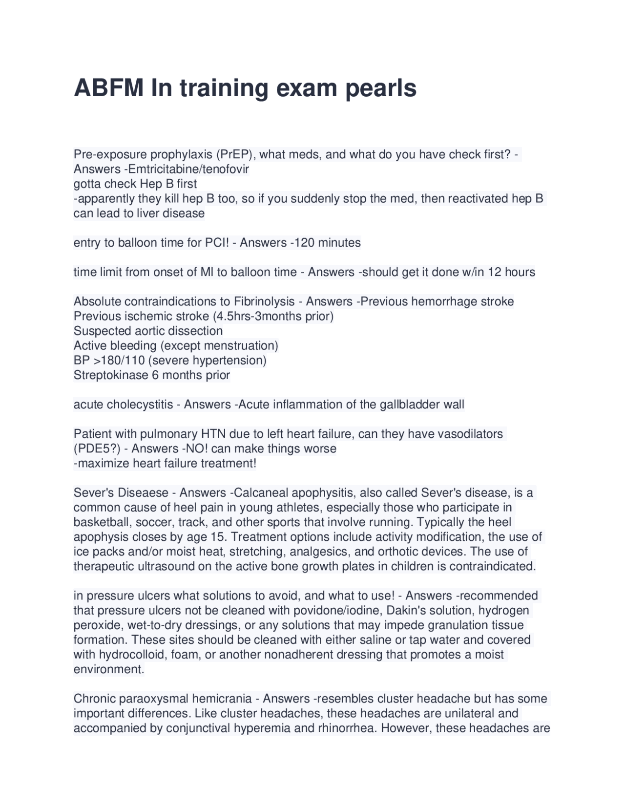 ABFM In Training Exam Pearls Questions and Correct Answers | Exams ...