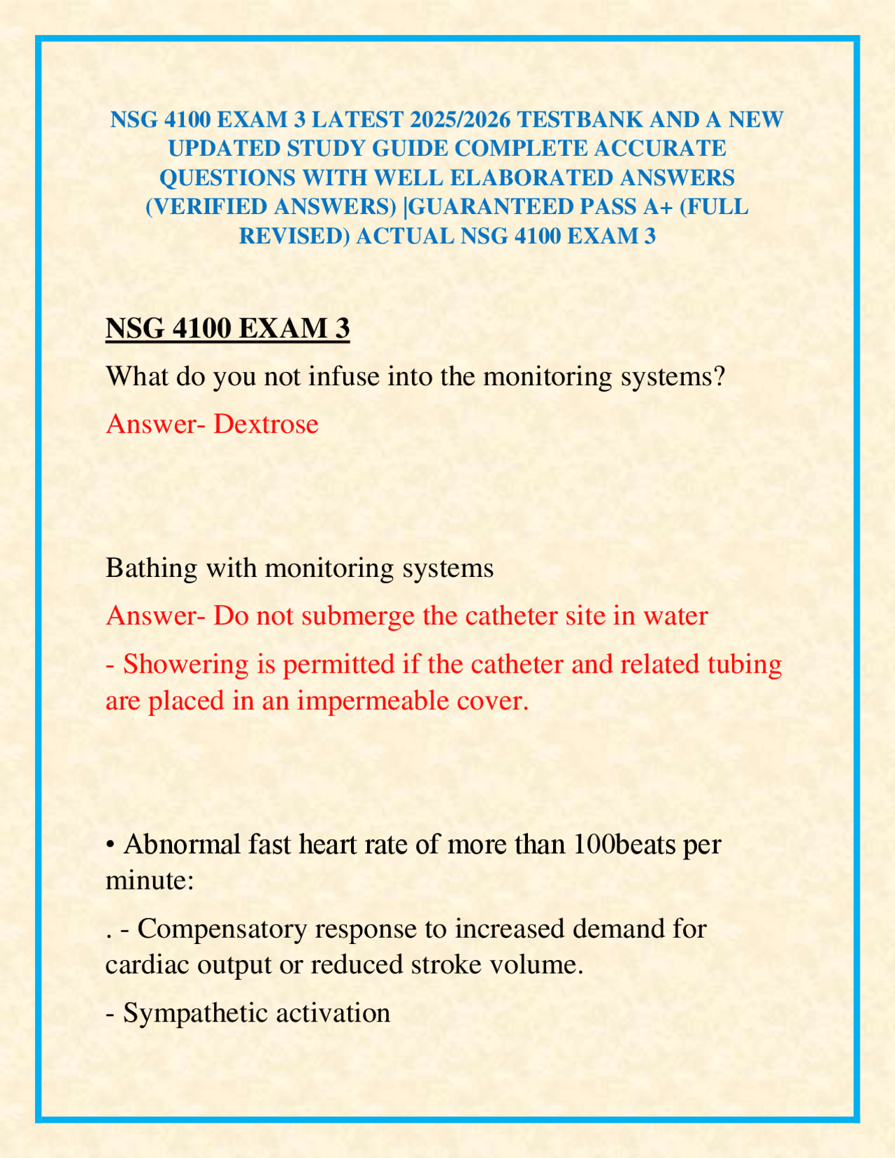 NSG 4100 EXAM 3 LATEST 2025/2026 TESTBANK AND A NEW UPDATED STUDY GUIDE ...