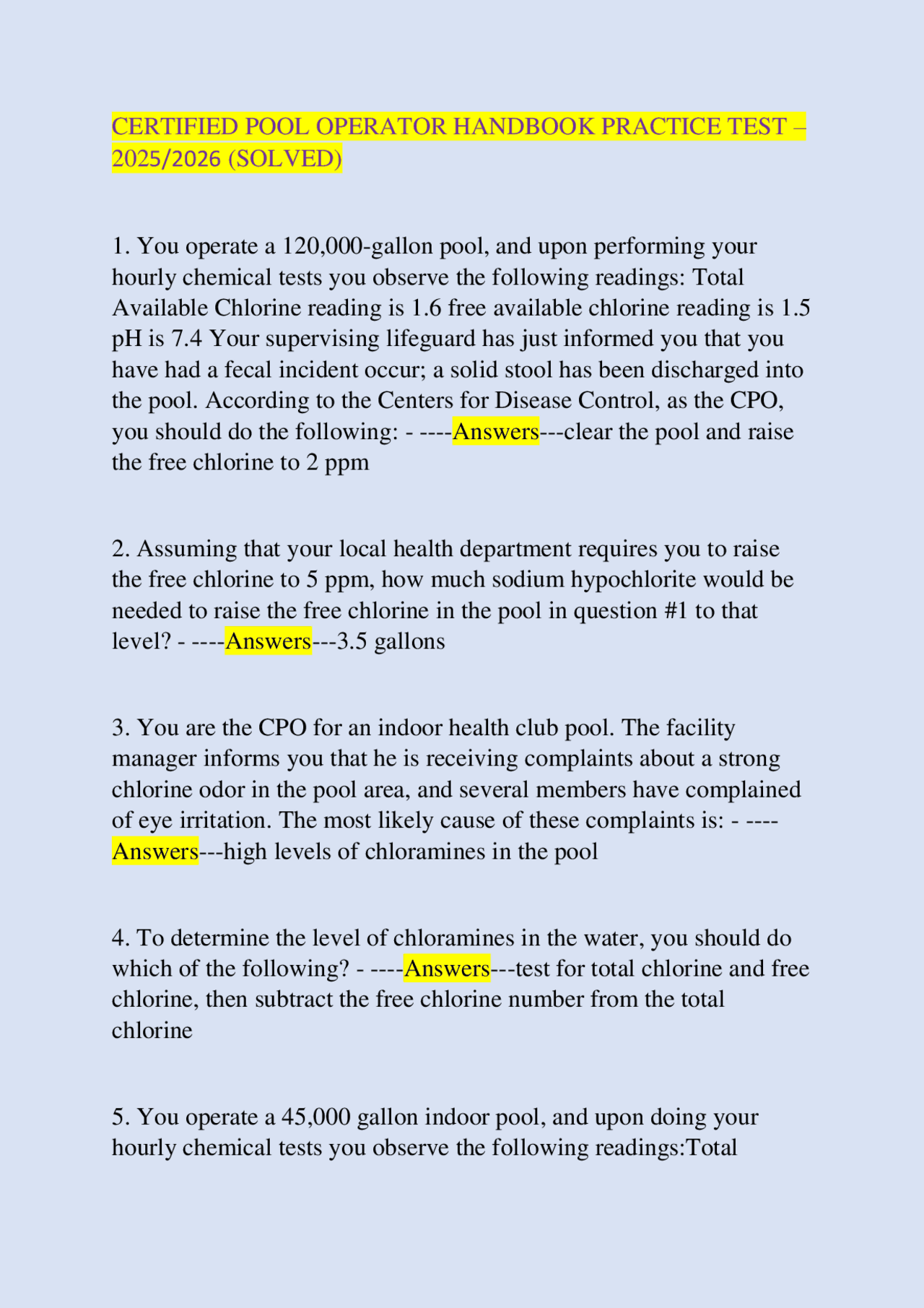 CPO Handbook Practice Test 2025/2026: Questions and Answers | Exams ...