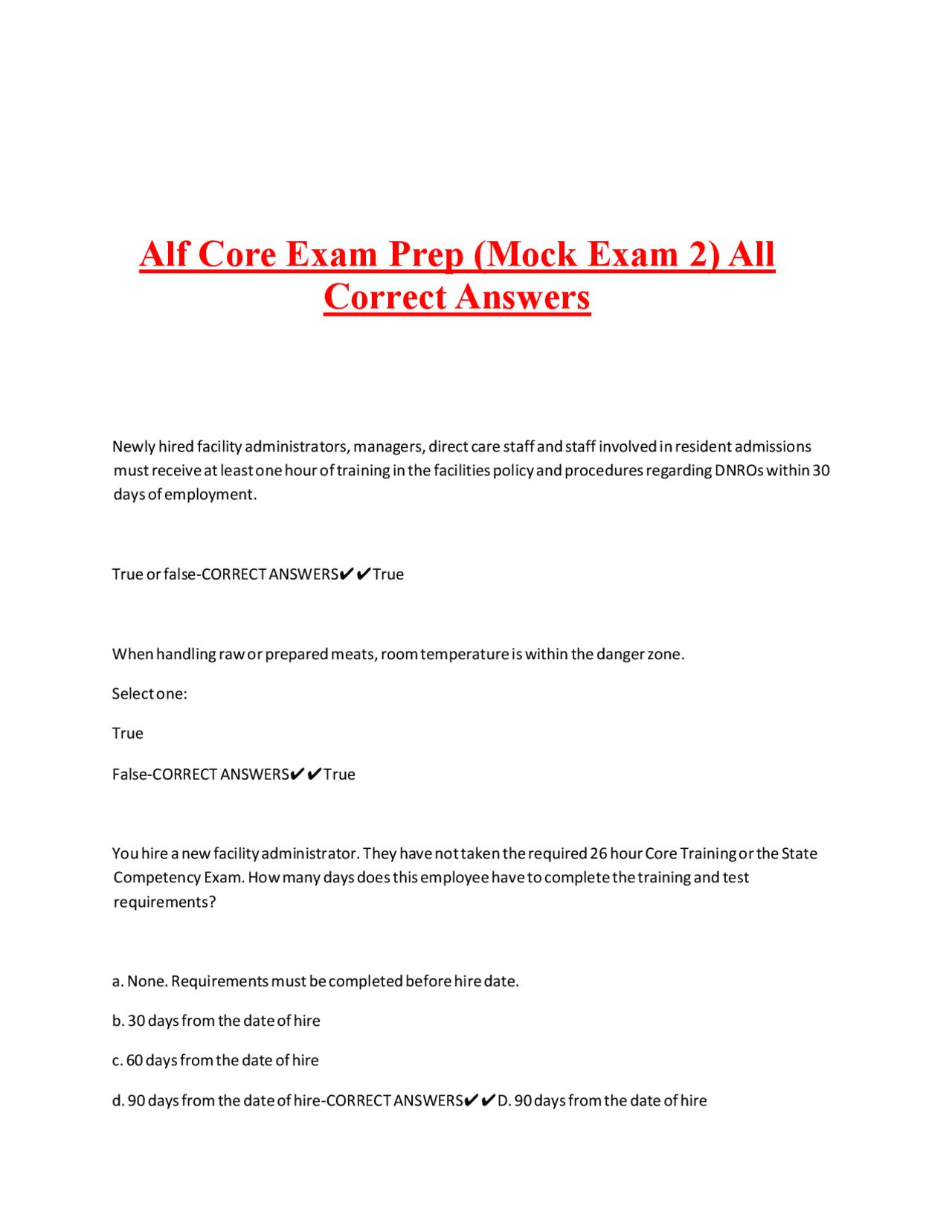 Alf Core Exam Prep (Mock Exam 2) All Correct Answers. | Exams Advanced ...