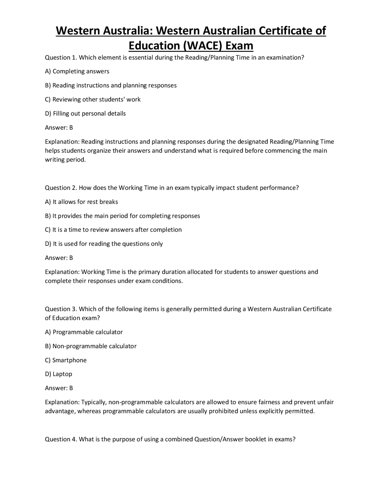 WACE Exam Questions and Answers: A Comprehensive Study Guide | Exams ...
