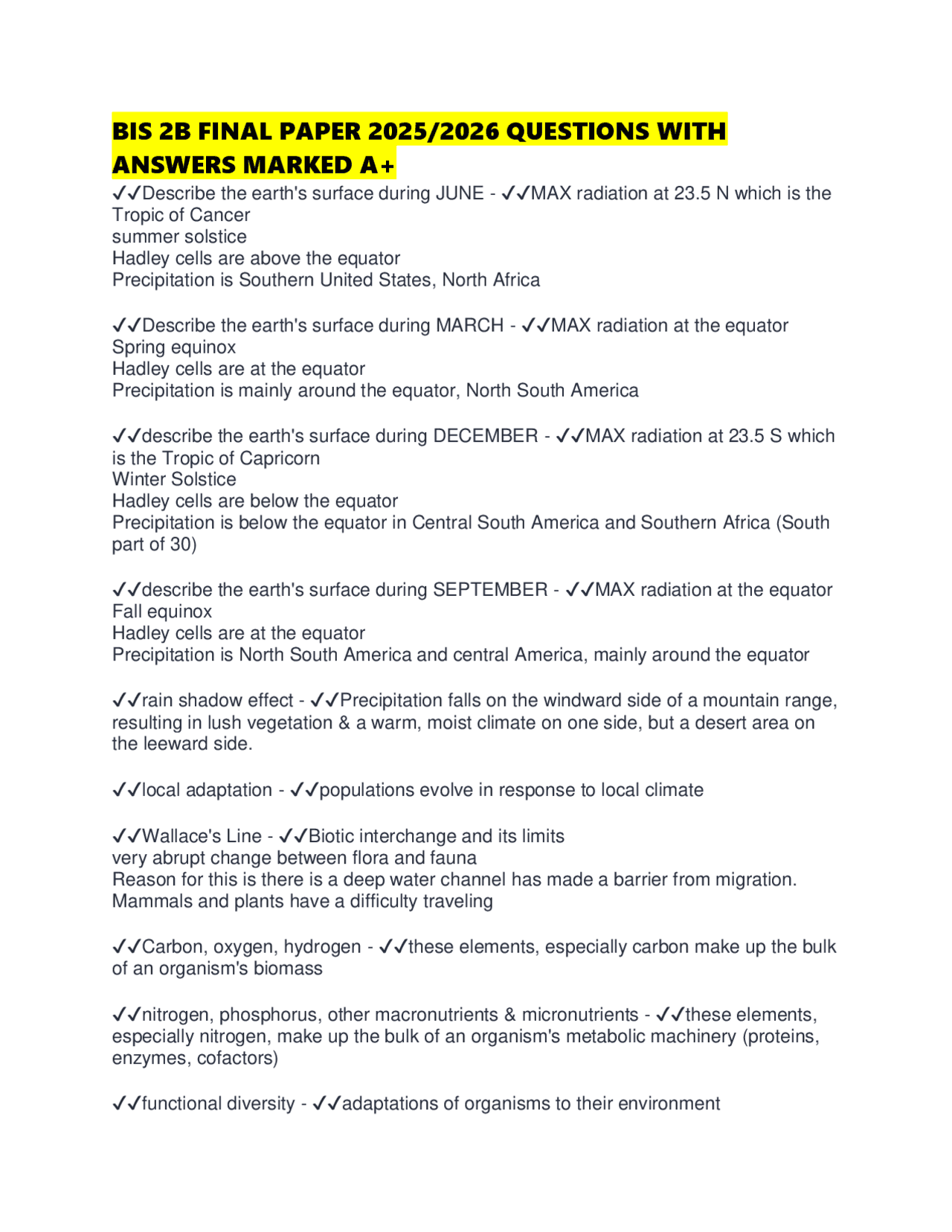 BIS 2B FINAL PAPER 2025/2026 QUESTIONS WITH ANSWERS MARKED A+ | Exams ...