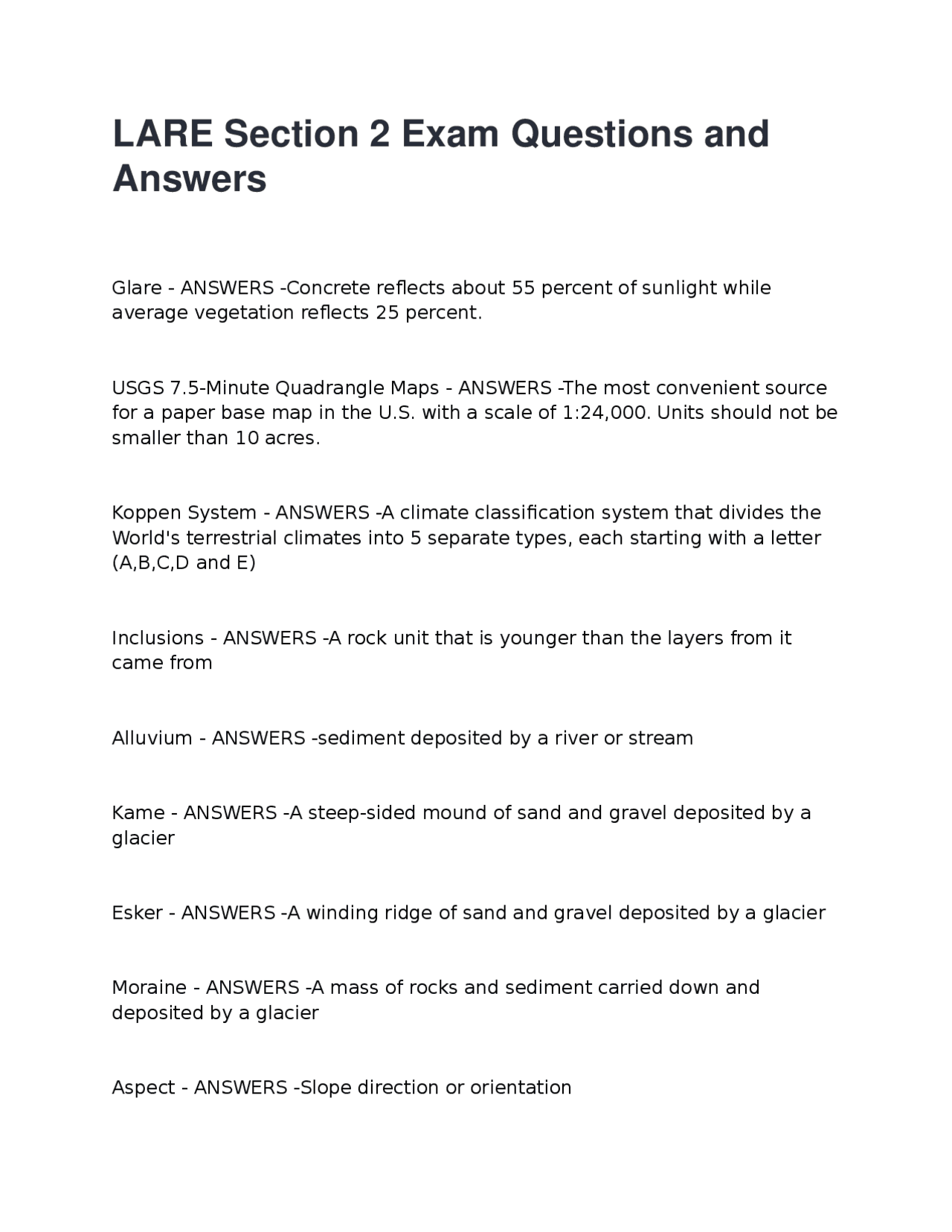 LARE Section 2 Exam: Questions and Answers for Landscape Architecture ...