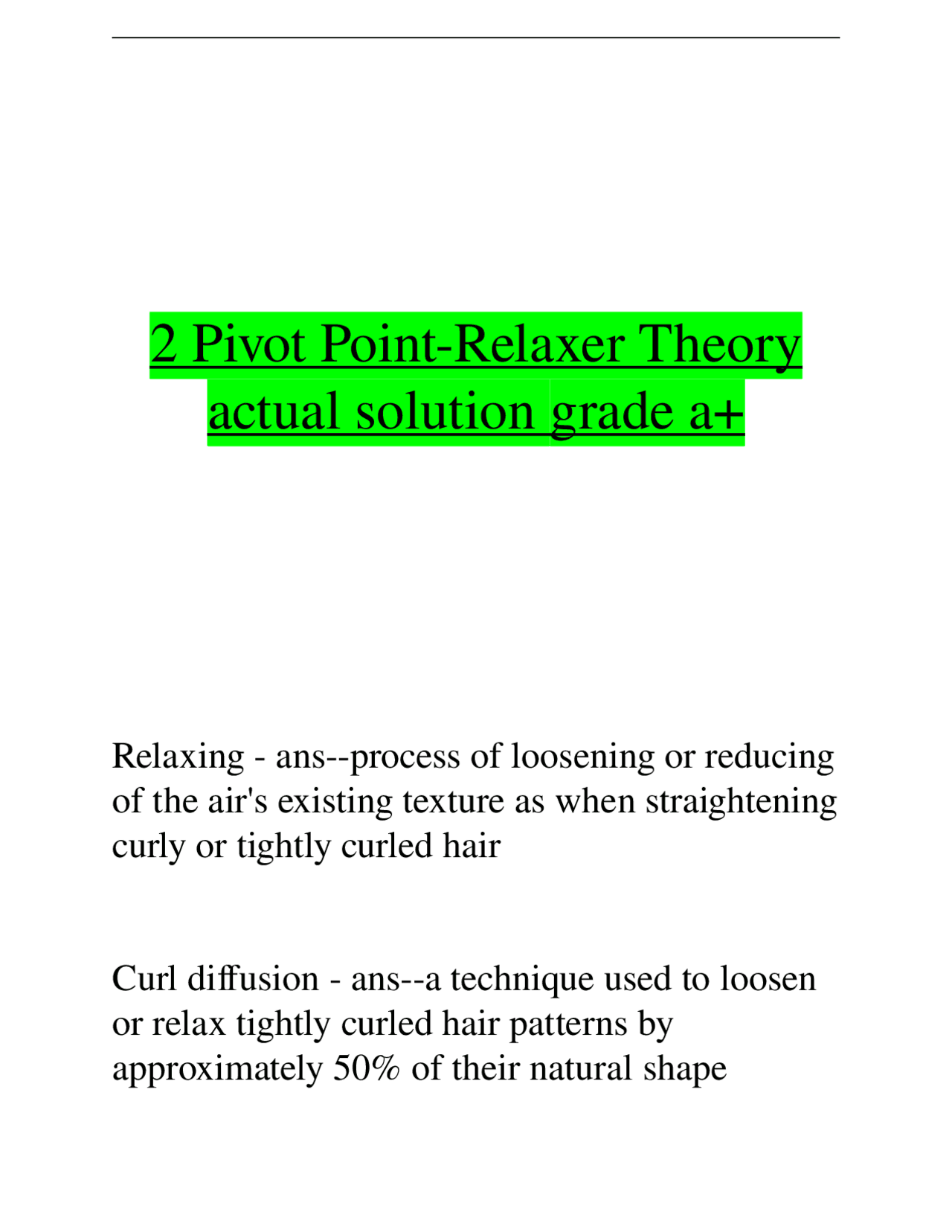 Hair Relaxing Techniques: Pivot Point-Relaxer Theory | Exams Nursing ...