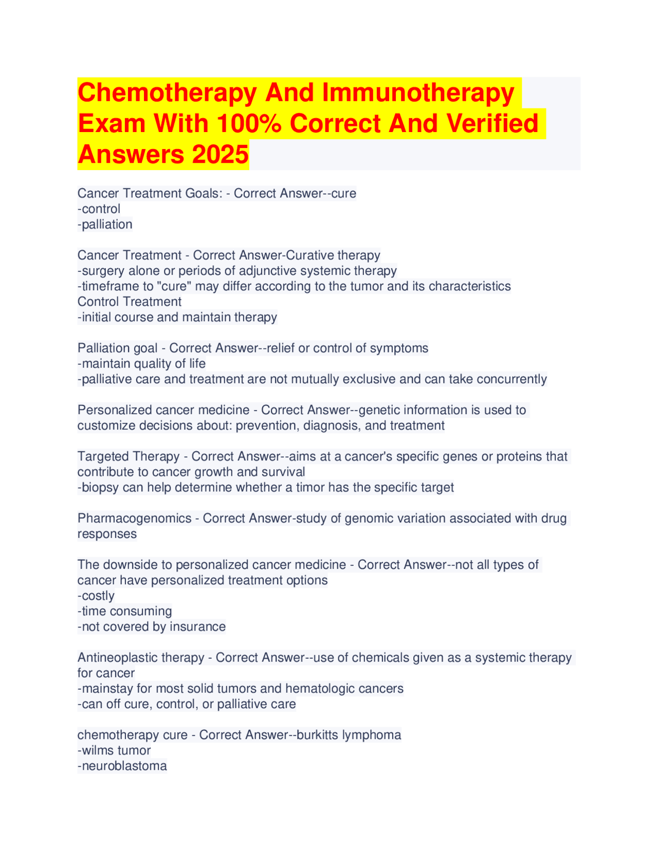 Chemotherapy and Immunotherapy Exam: Cancer Treatment Guide | Exams ...