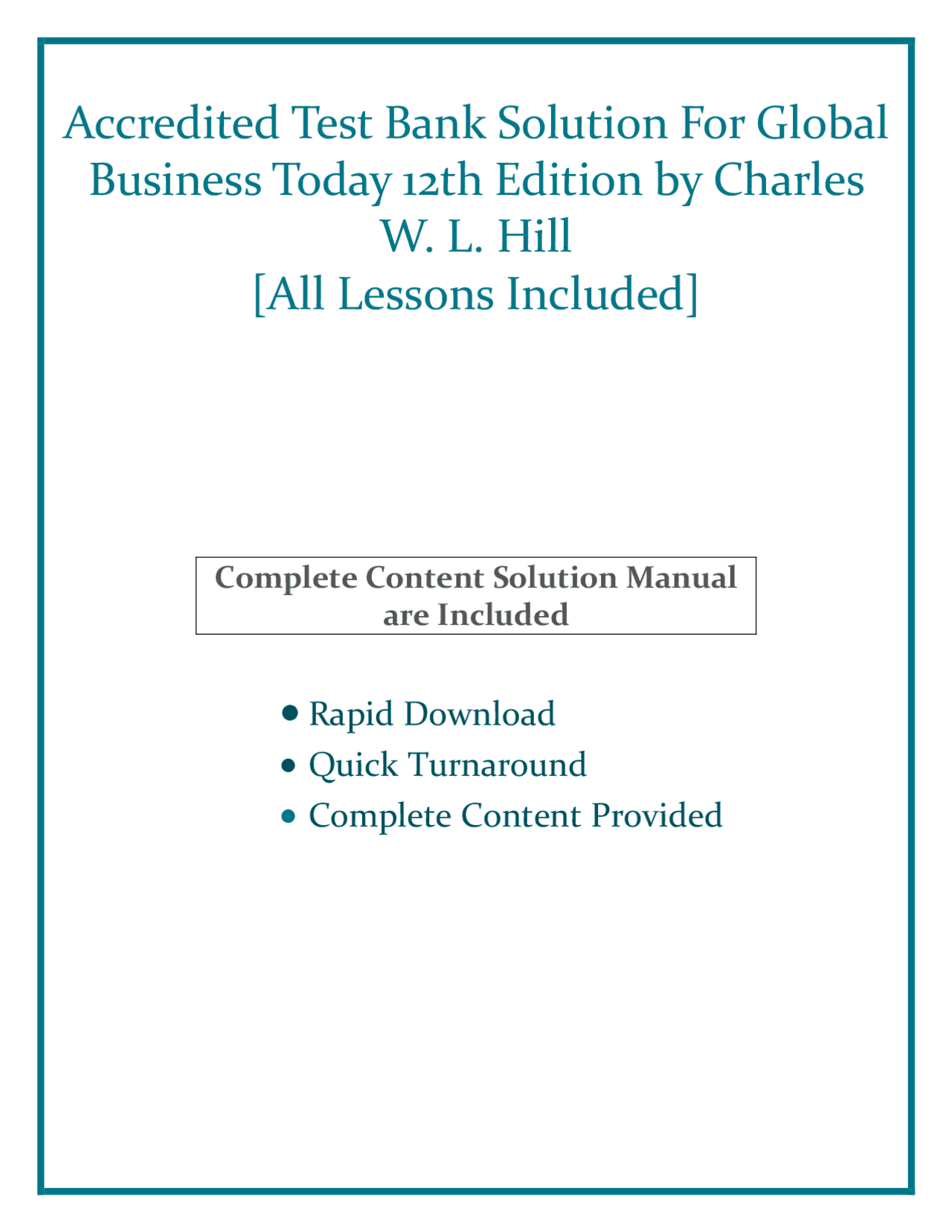 Accredited Test Bank Solution For Global Business Today 12th Edition by ...