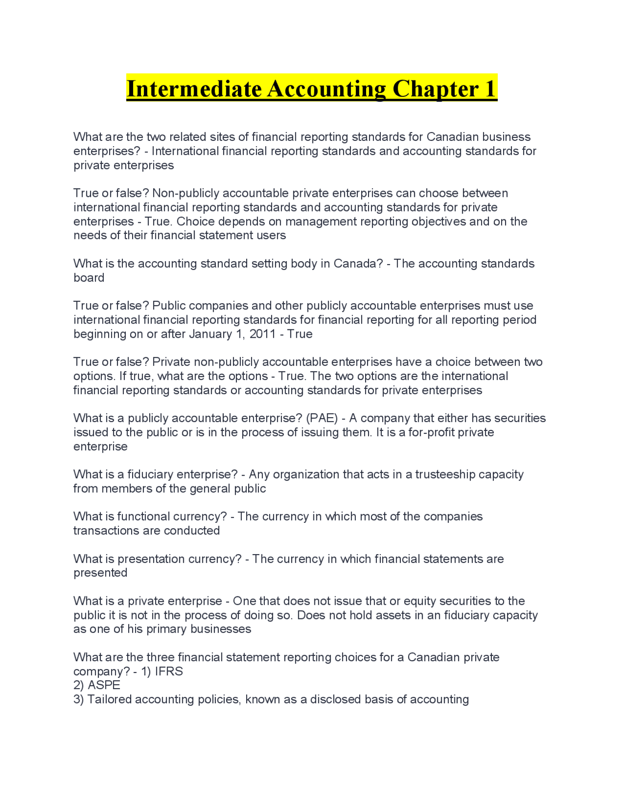 Intermediate Accounting Exam 1 (Chapter 1-4), Exercises of Accounting ...