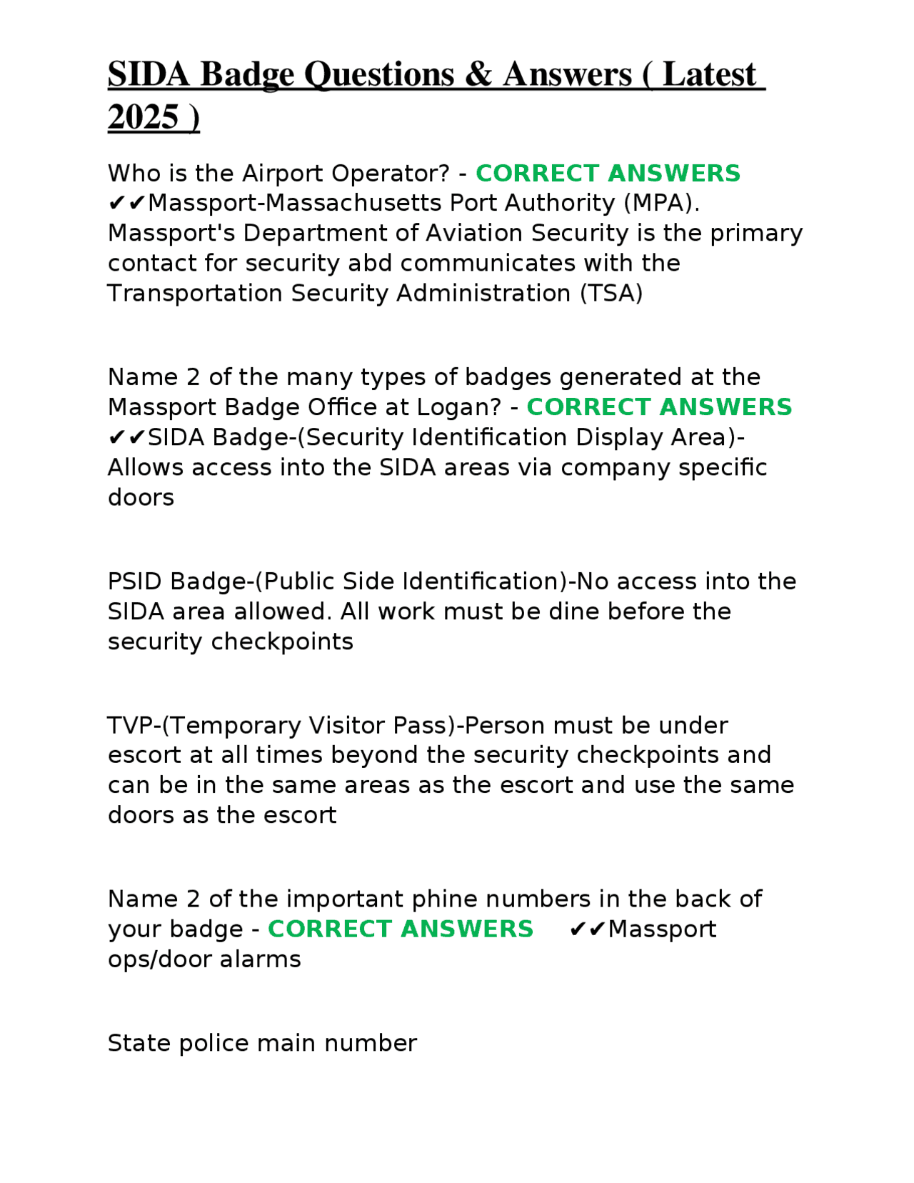 SIDA Badge Certification: Latest Questions and Answers (2025) | Exams ...