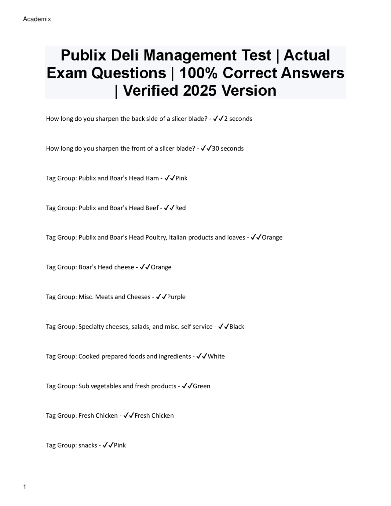 Publix Deli Management Test | 100% Correct Answers (2025/2026) | Exams ...