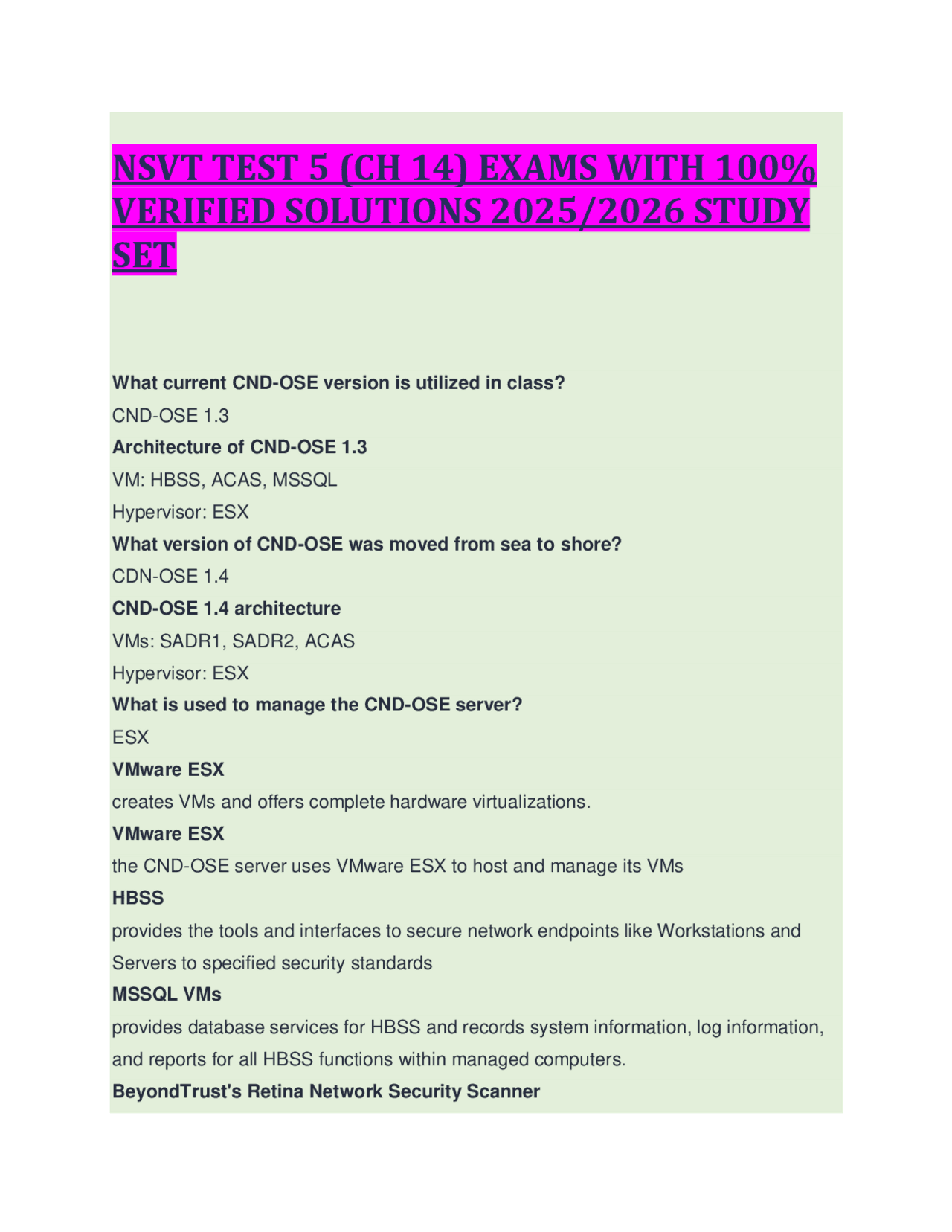 NSVT TEST 5 (CH 14) EXAMS WITH 100% VERIFIED SOLUTIONS 2025/2026 STUDY ...