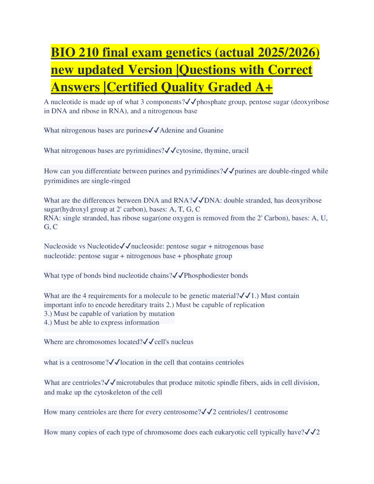 Genetics Final Exam Q&A: DNA Replication, Mitosis & Meiosis | Exams ...