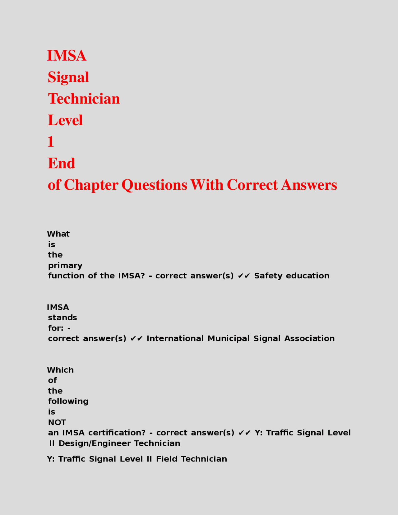 IMSA Traffic Signal Technician Level 1: End of Chapter Questions and ...