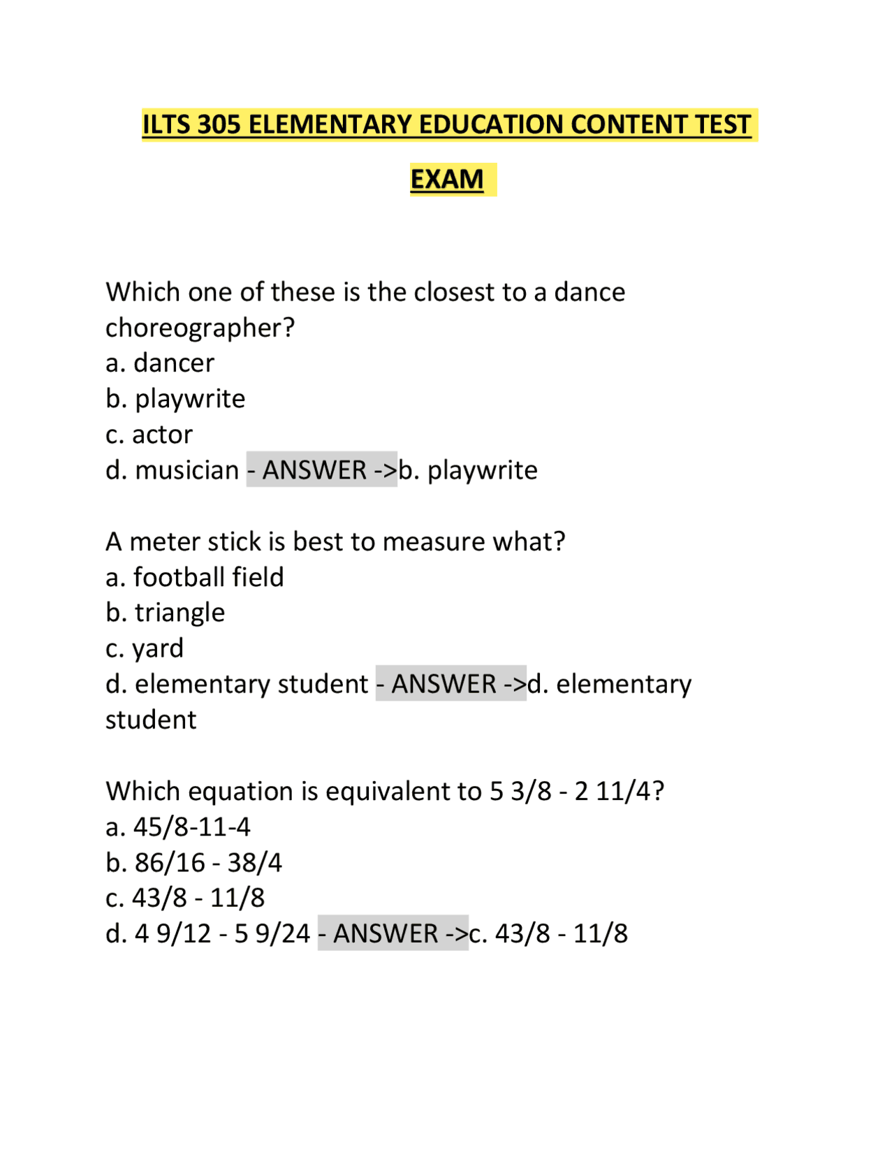Elementary Education Content Test: Practice Questions | Exams Advanced ...