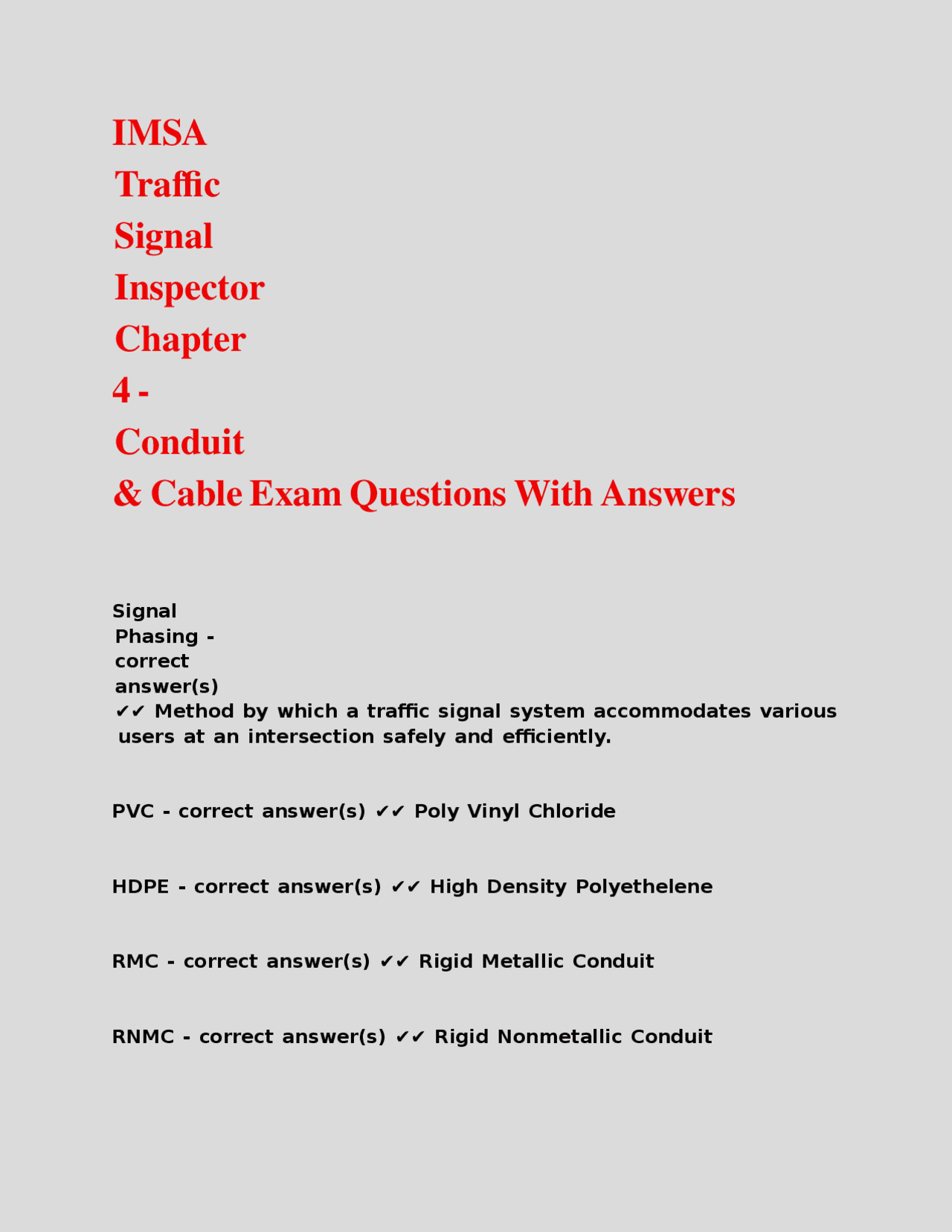 Traffic Signal Inspector Exam: Conduit & Cable Q&A | Exams Sport ...