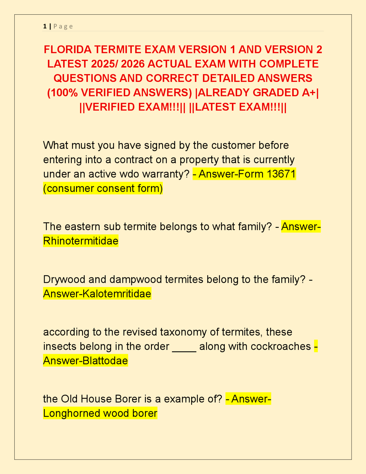 Florida Termite Exam Prep: Q&A for WDO Inspections | Exams Pest ...