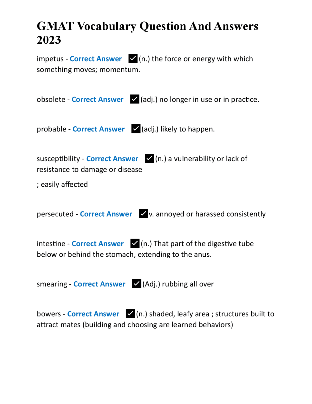 GMAT Vocabulary: Questions and Answers for Test Prep | Exams English ...