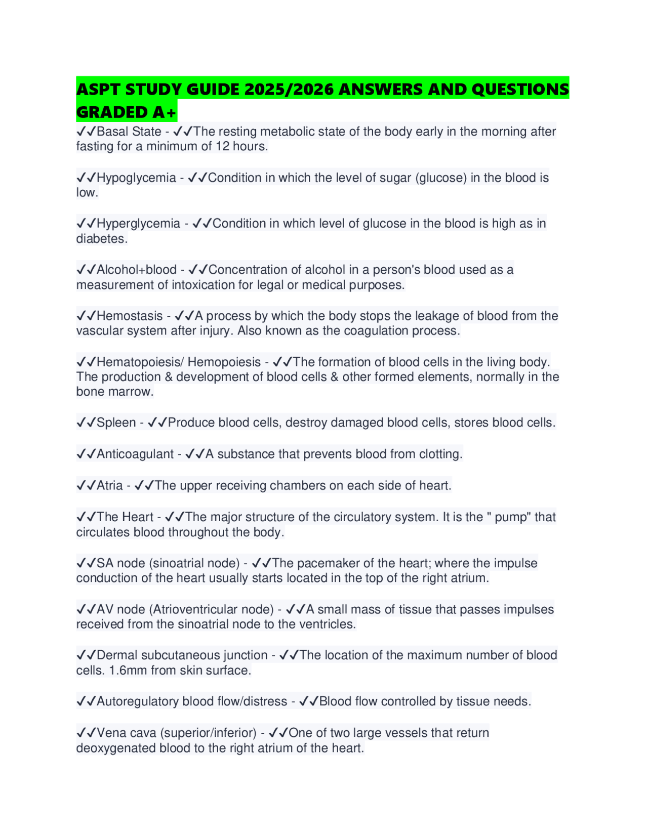 ASPT STUDY GUIDE 2025/2026 ANSWERS AND QUESTIONS GRADED A+ | Exams ...