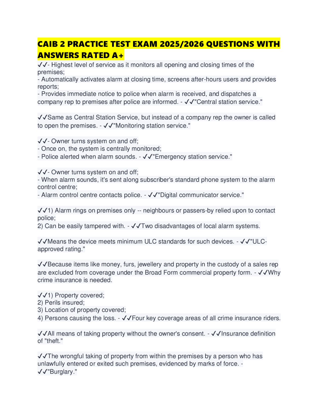 CAIB 2 PRACTICE TEST EXAM 2025/2026 QUESTIONS WITH ANSWERS RATED A+ ...