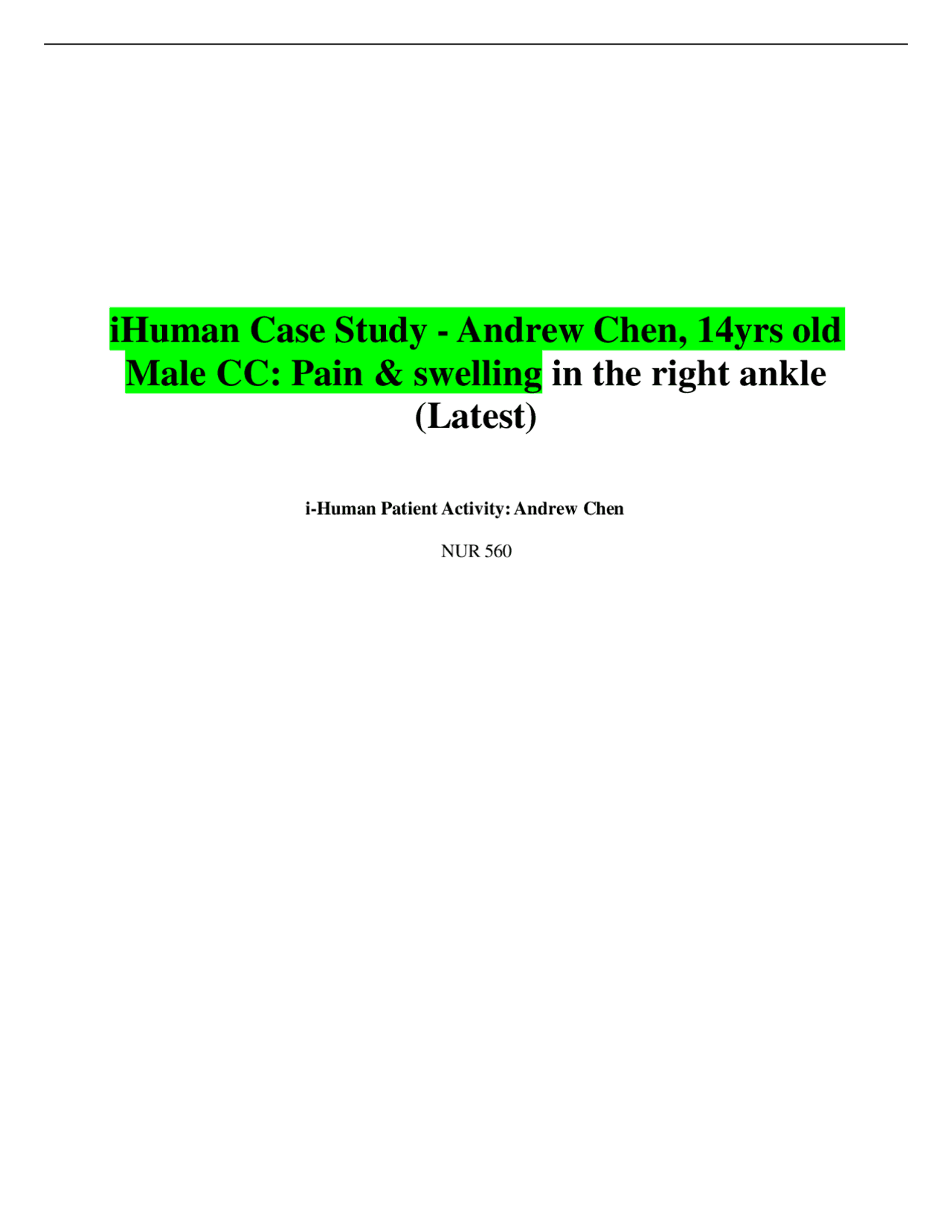 Ankle Fracture Case Study: Health Promotion and Patient Education ...