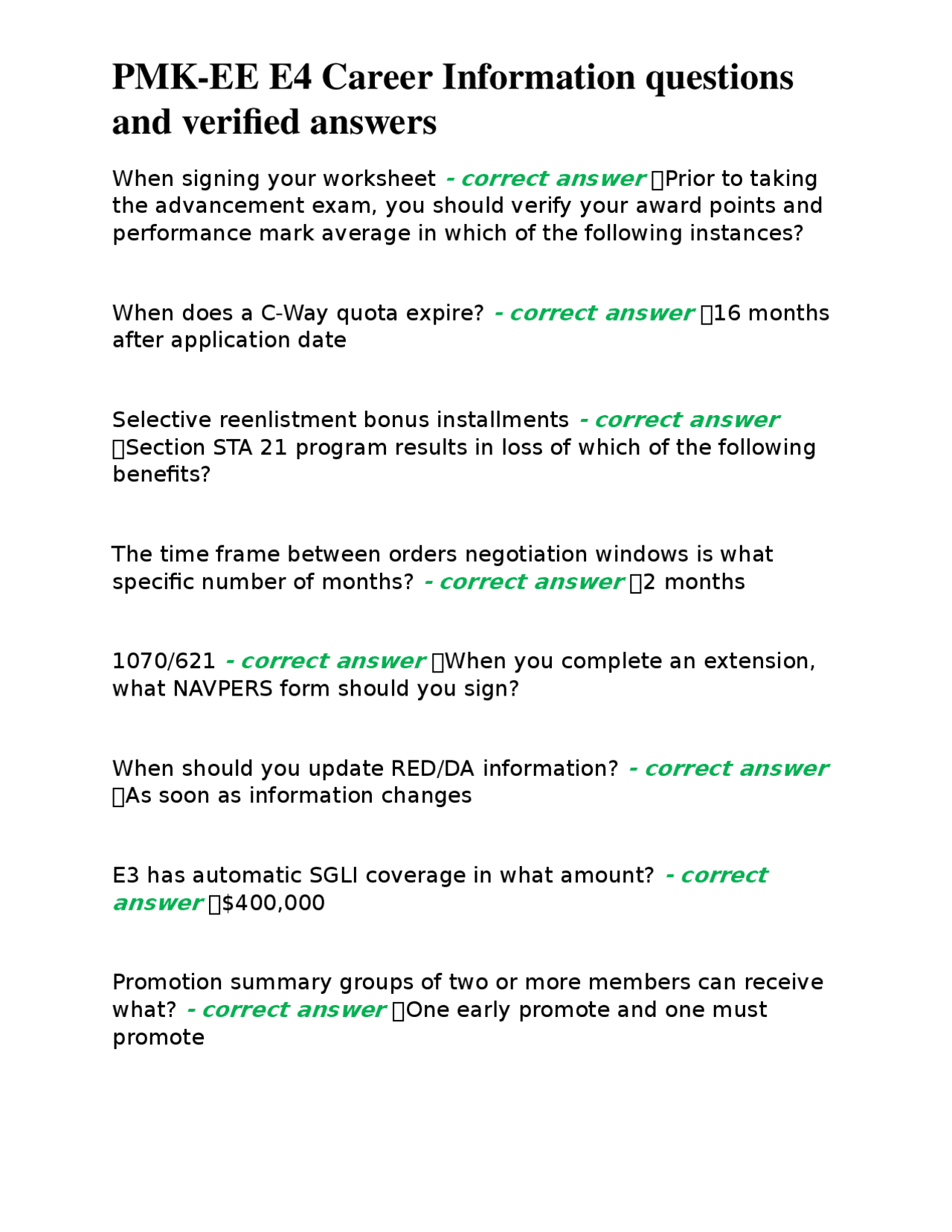 PMK-EE E4 Exam Prep: Career Information Q&A | Exams Military Strategy ...