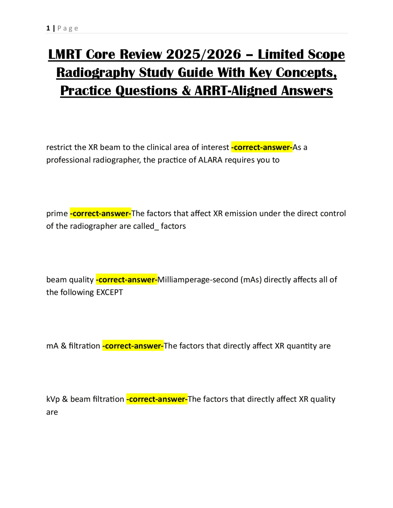 LMRT Core Review 2025/2026 – Limited Scope Radiography Study Guide With ...