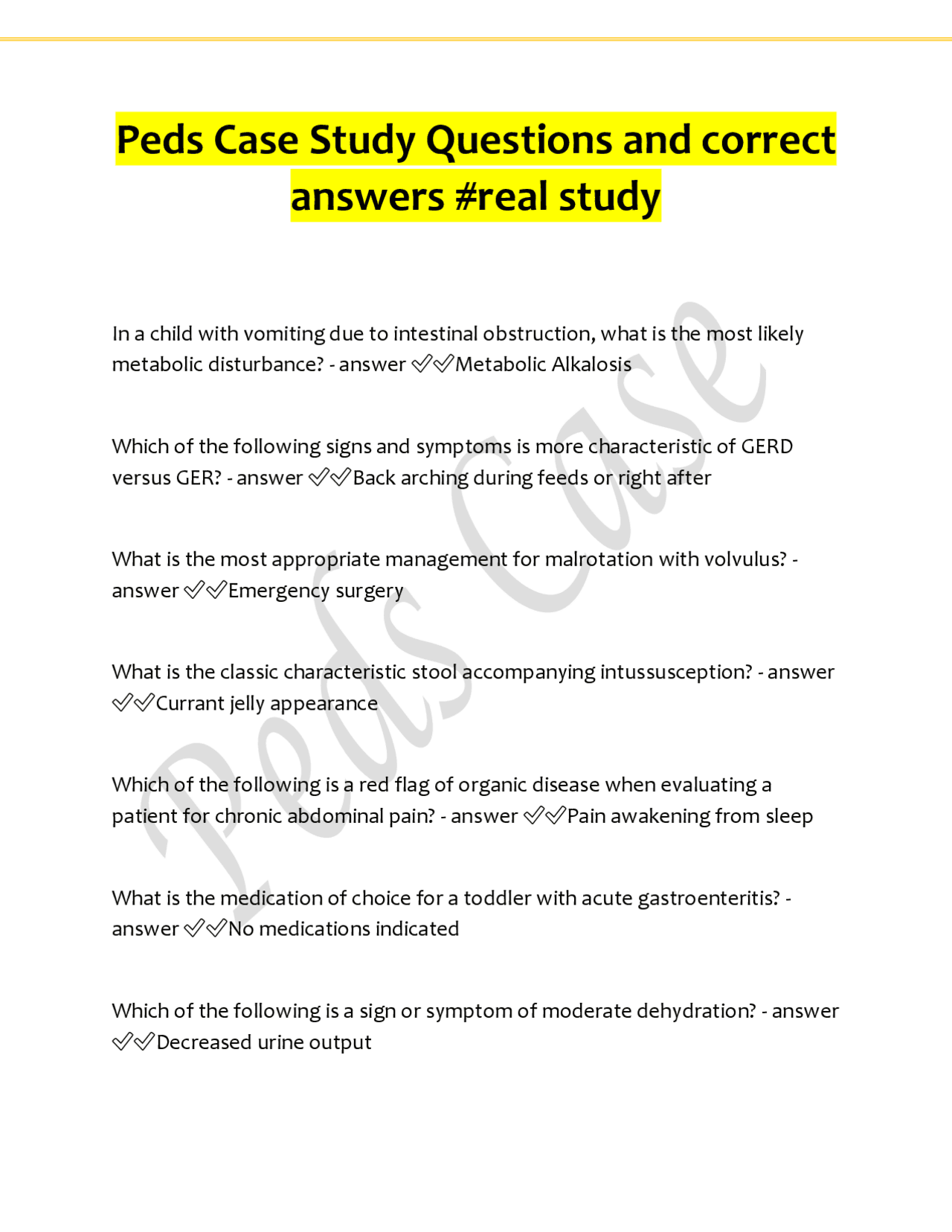 Pediatric Case Study Questions and Answers for Medical Students | Exams ...