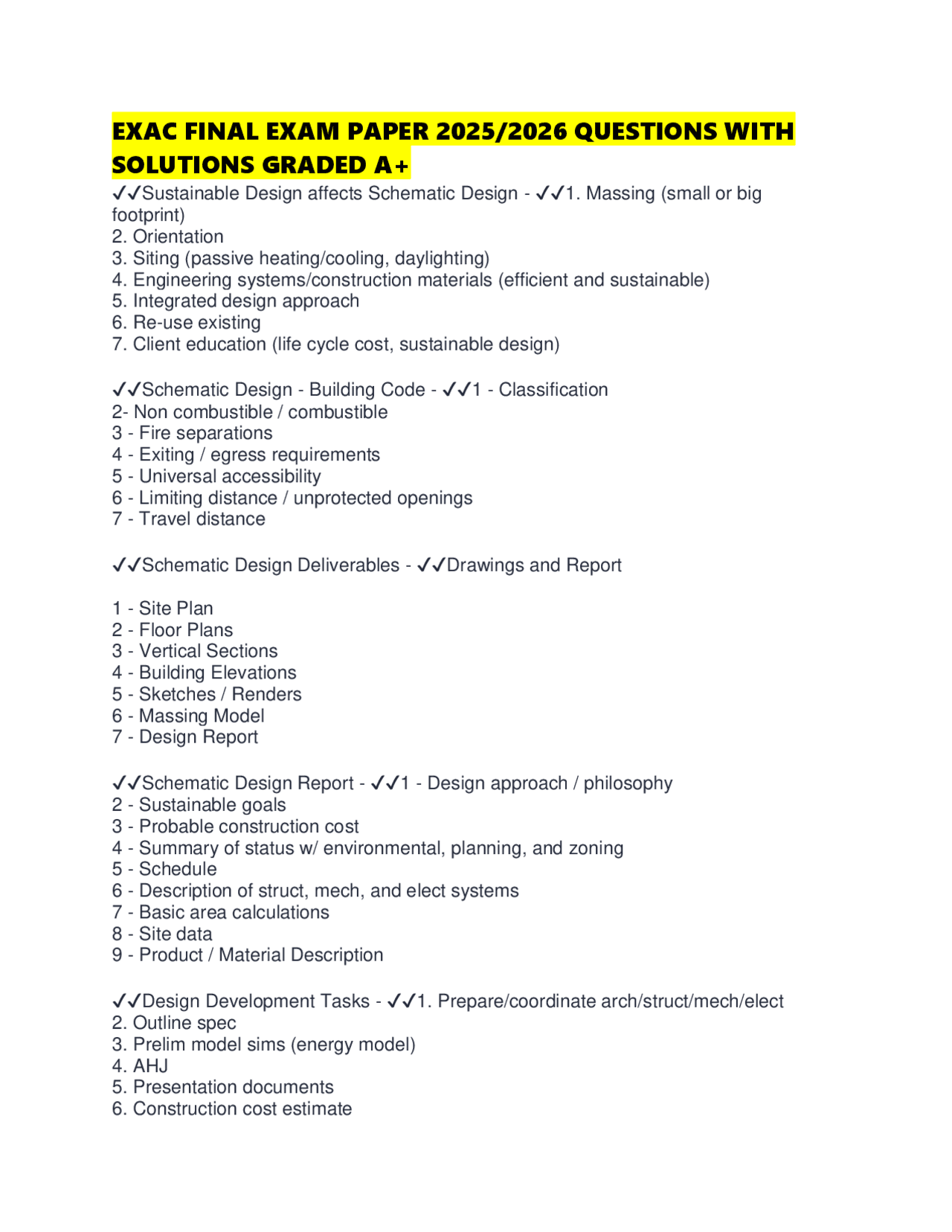 EXAC FINAL EXAM PAPER 2025/2026 QUESTIONS WITH SOLUTIONS GRADED A+ ...