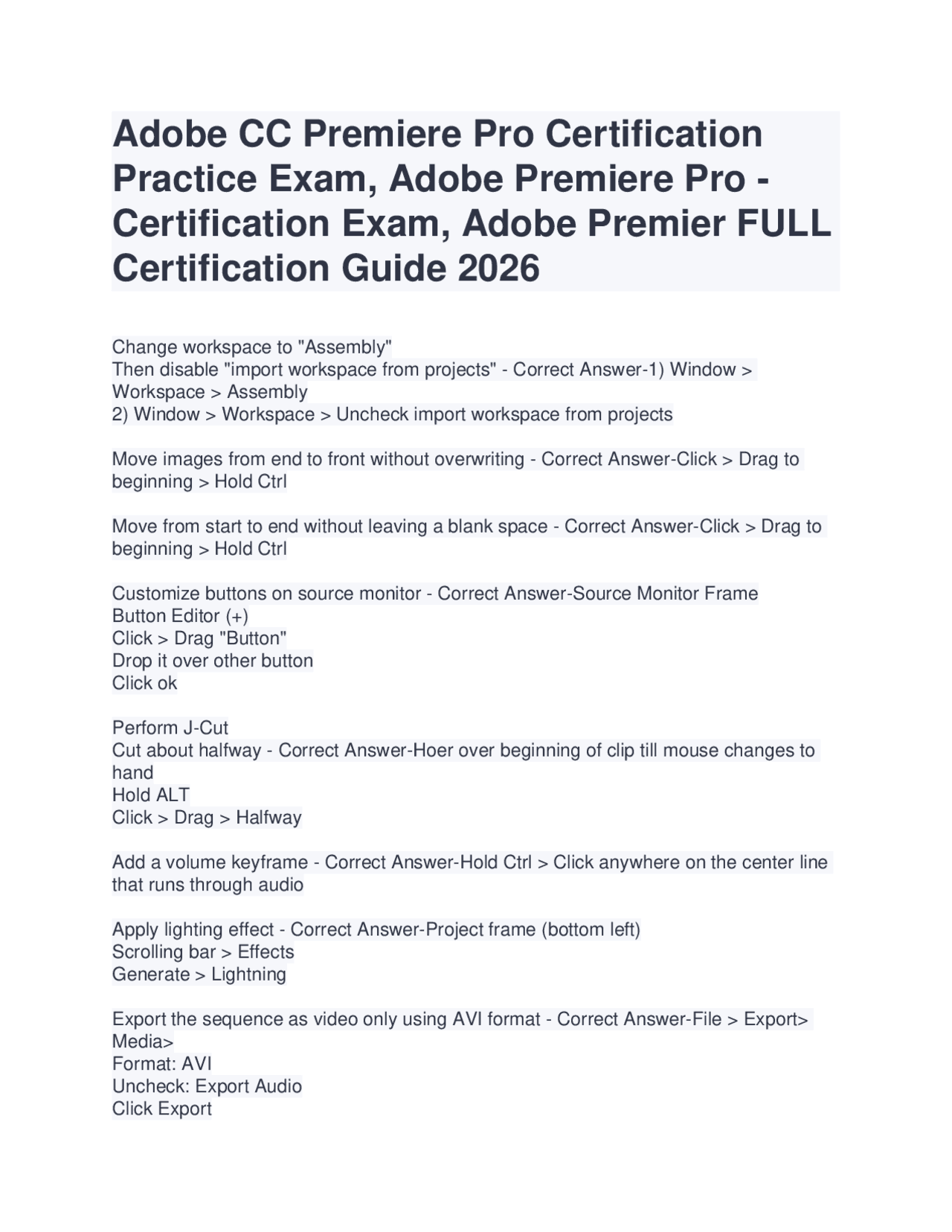 Adobe Premiere Pro Certification Practice Exam Guide 2026 | Exams ...