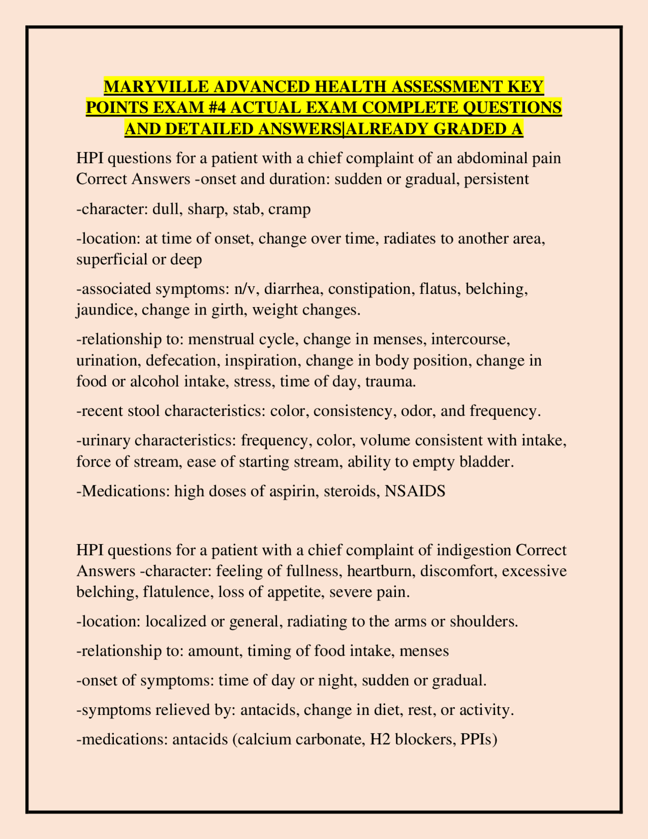 Advanced Health Assessment: Key Points and Exam Questions | Exams ...