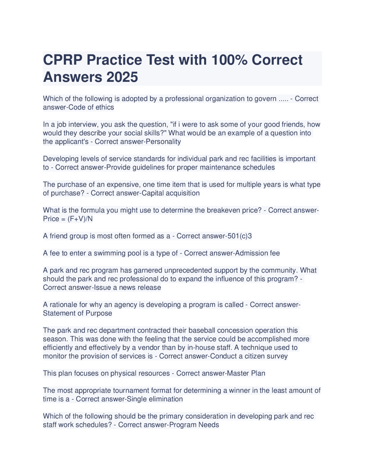 CPRP Practice Test 2025: Questions and Correct Answers | Exams Advanced ...