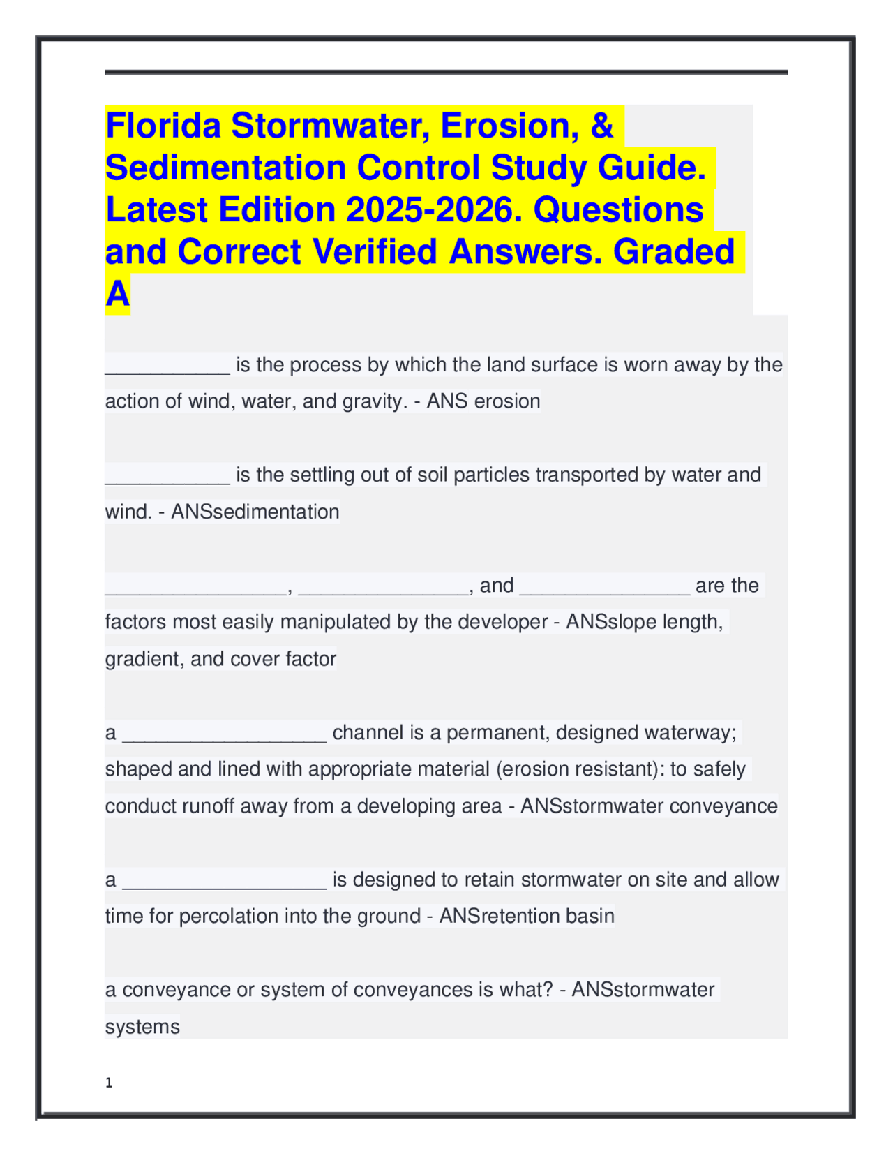 Florida Stormwater, Erosion, & Sedimentation Control Study Guide ...