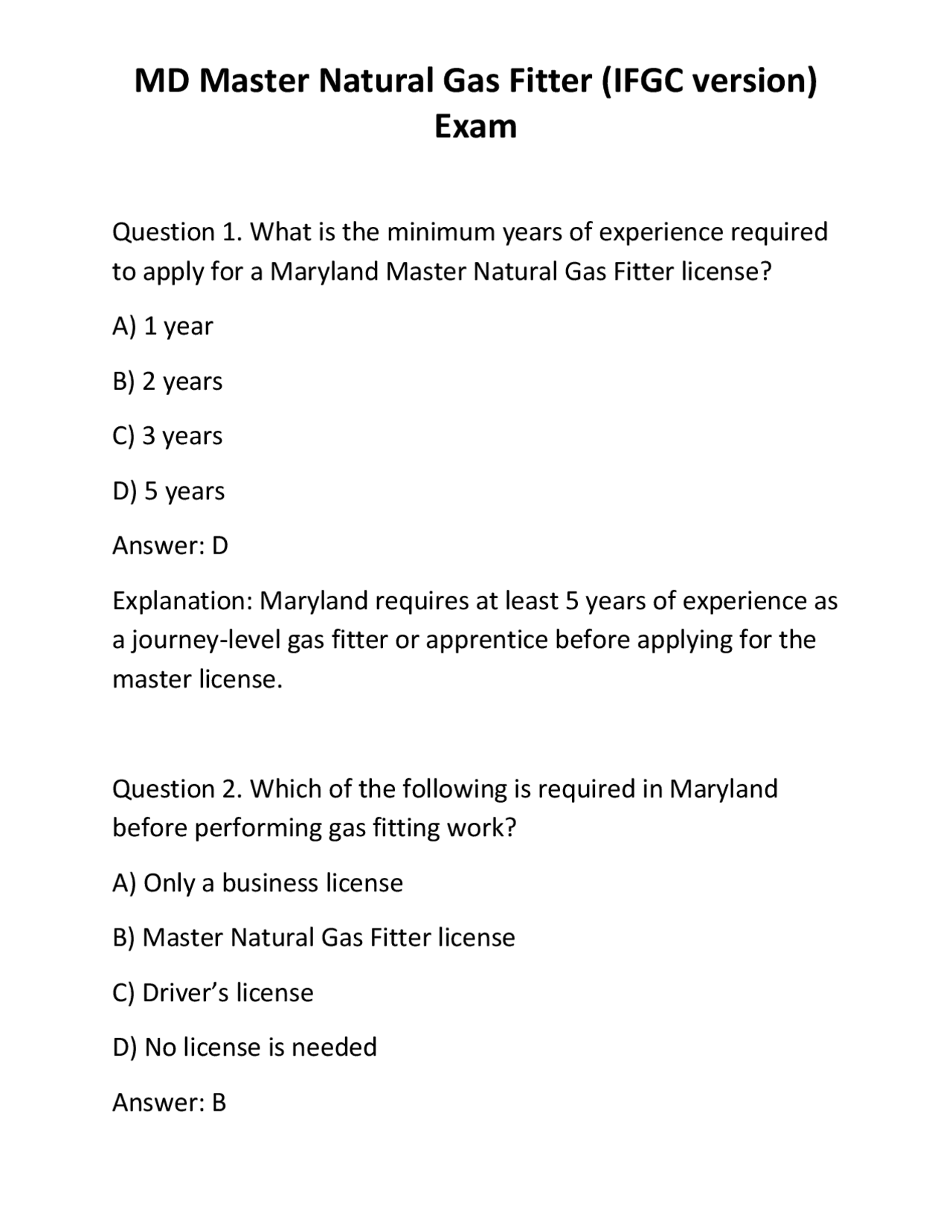 Master Natural Gas Fitter Exam Questions and Answers | Exams Technology ...