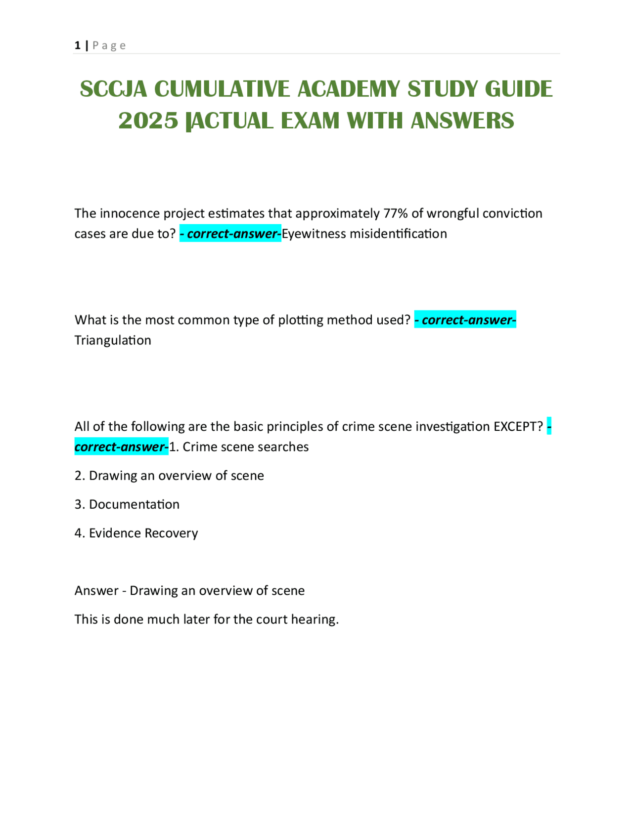 SCCJA CUMULATIVE ACADEMY STUDY GUIDE 2025 |ACTUAL EXAM WITH ANSWERS | Exams Advanced Education ...