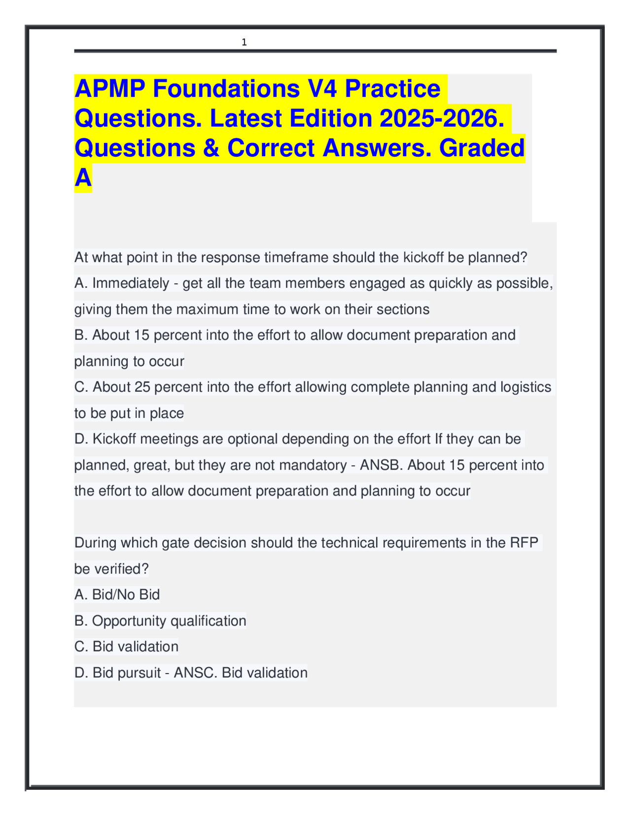 APMP Foundations Exam Practice Questions 2025-2026 | Exams Advanced ...