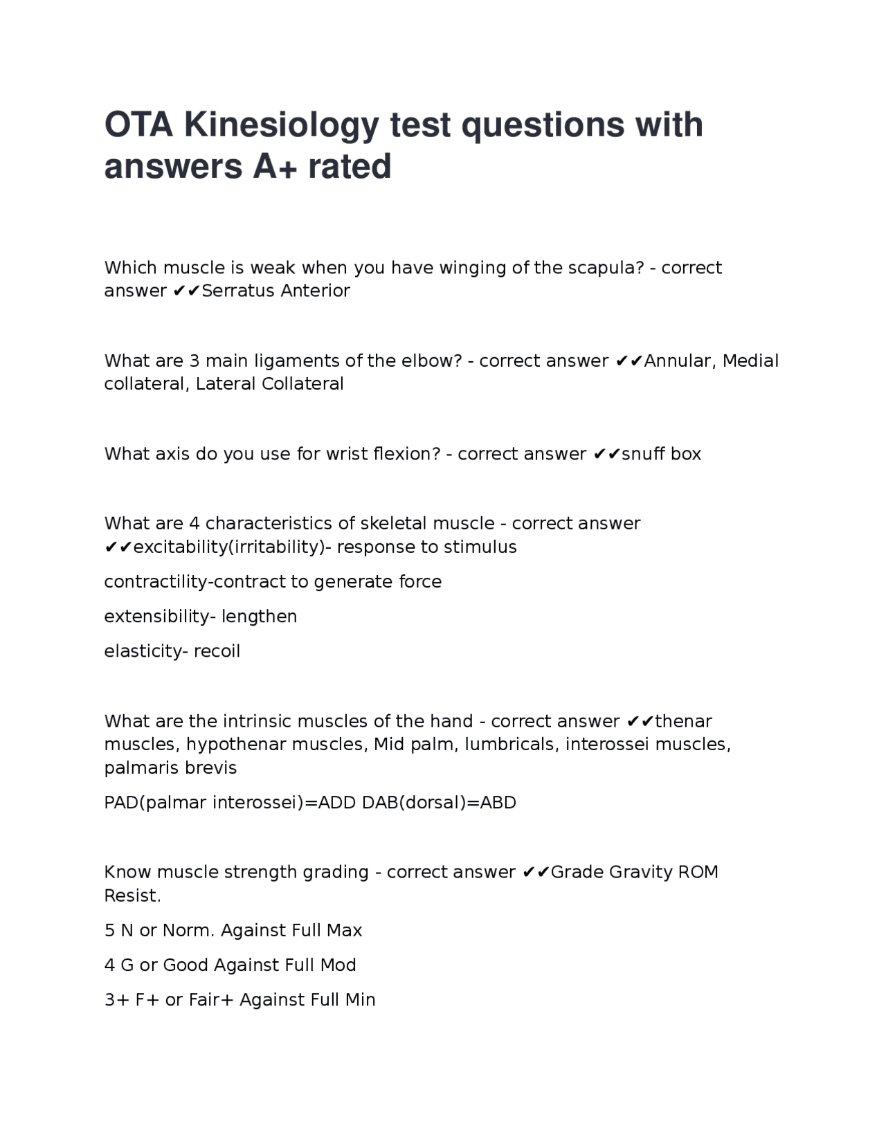 OTA Kinesiology test questions with answers A+ rated-7.docx | Exams ...