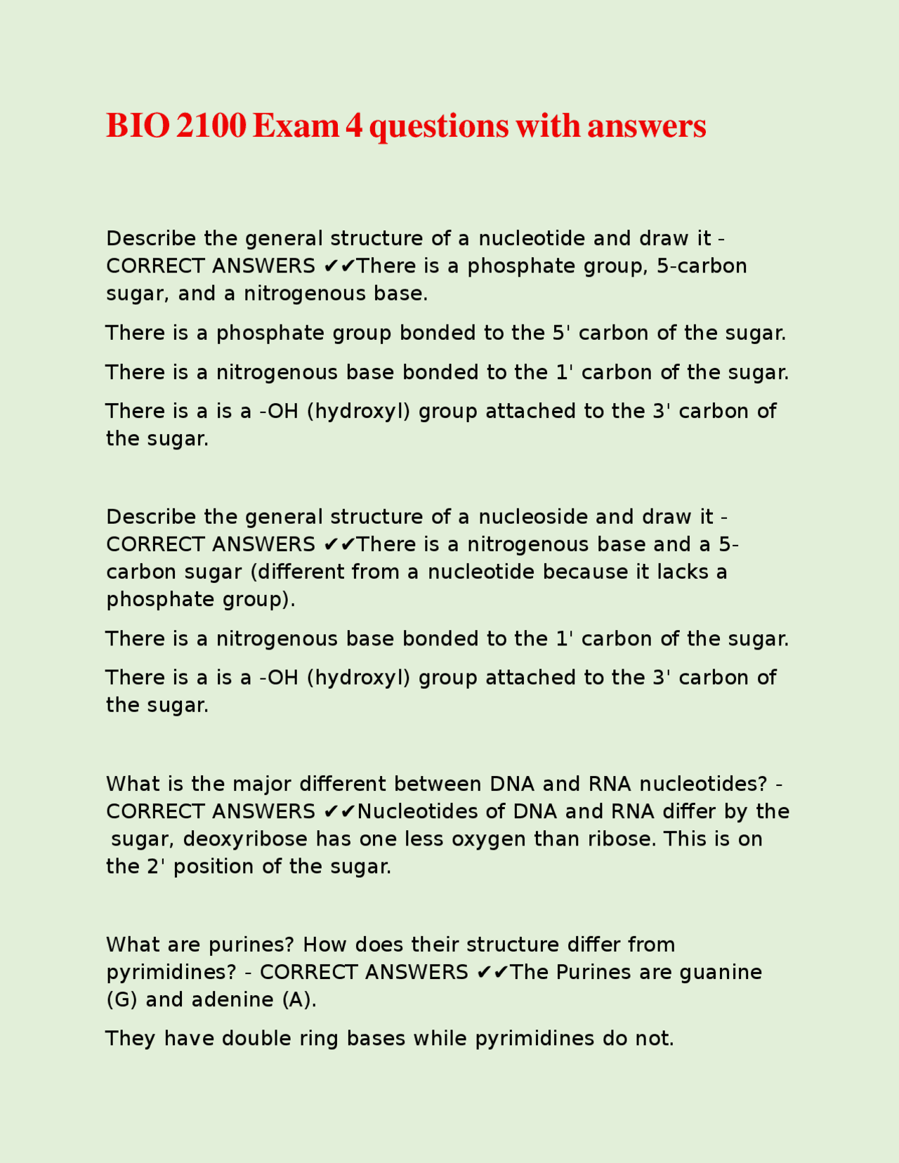 Nucleotide Structure and DNA Replication: Exam Questions and Answers ...