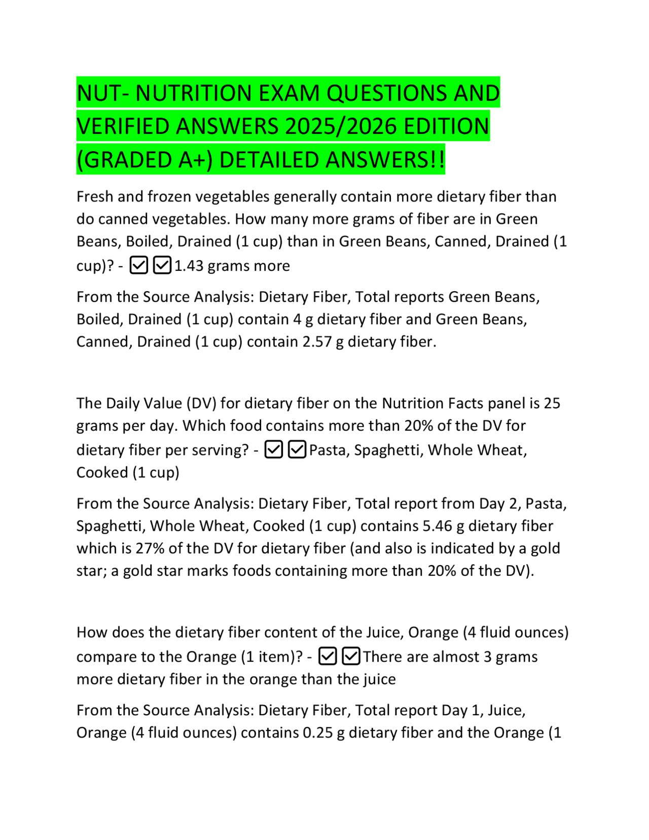 Nutrition Exam Questions and Answers: 2025/2026 Edition | Exams ...