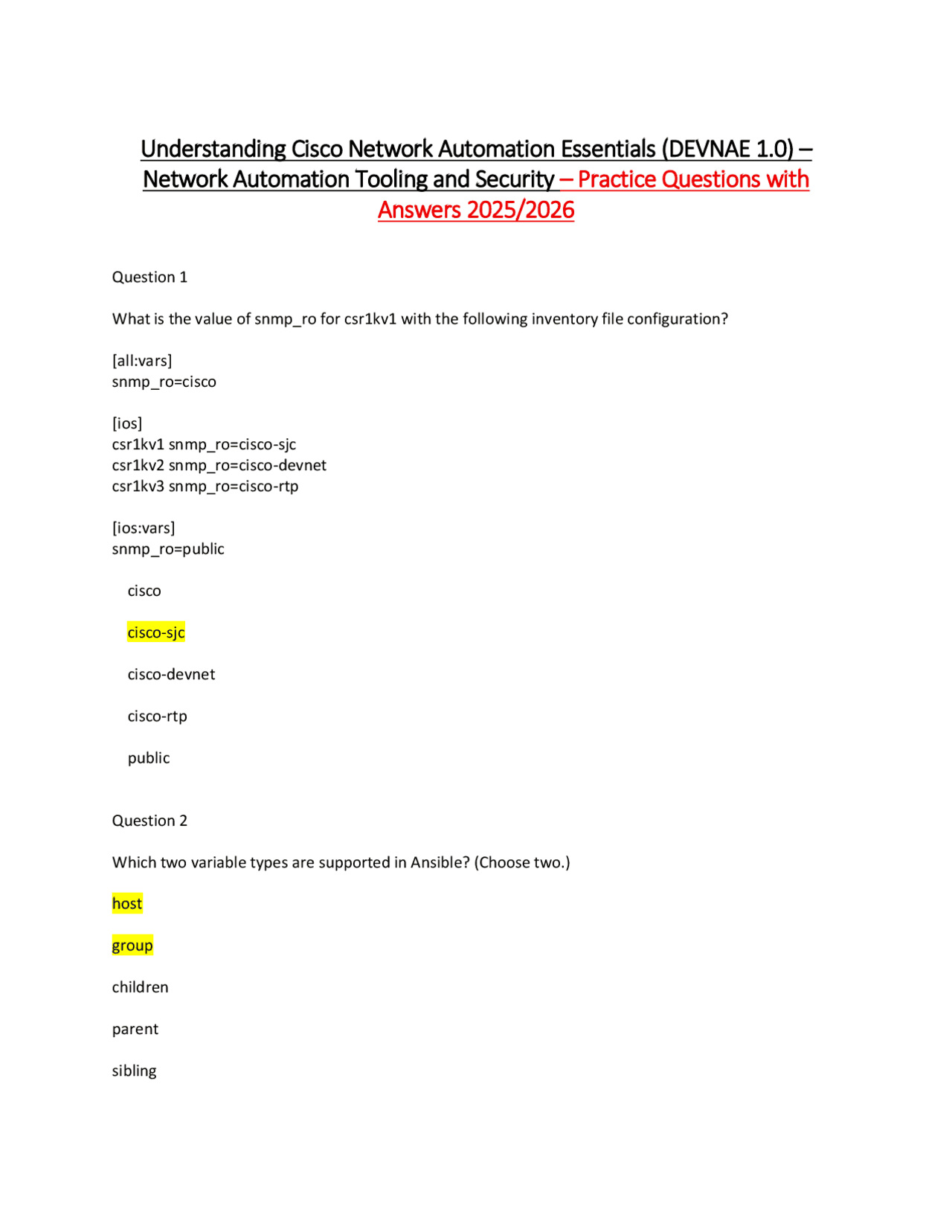 Understanding Cisco Network Automation Essentials (DEVNAE 1.0 ...